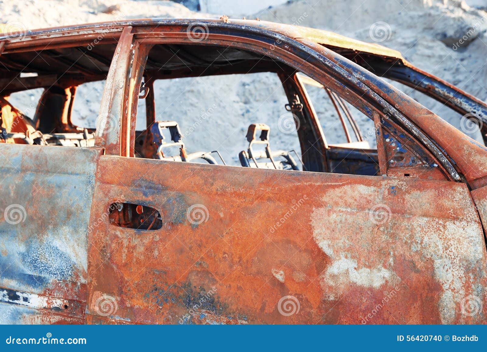 Rusty wrecked car stock photo. Image of rubbish, abandoned - 56420740