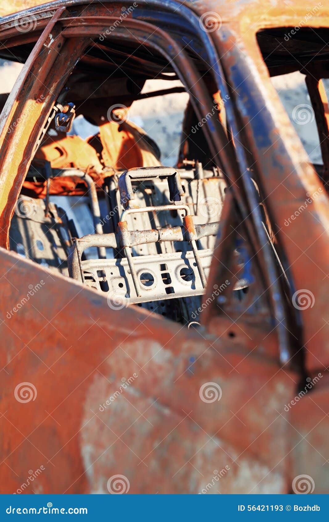 Rusty wrecked car stock image. Image of collision, damage - 56421193