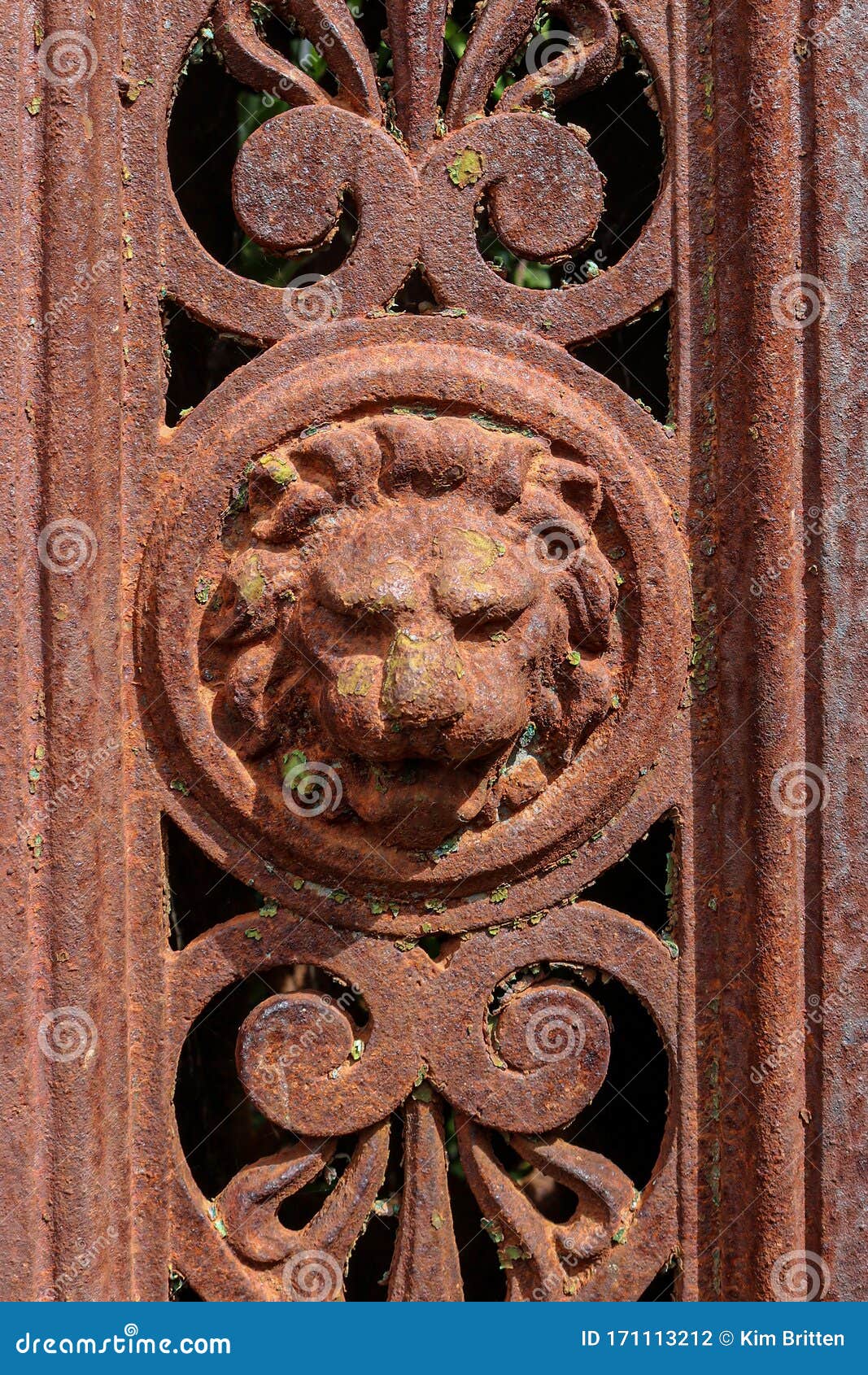 A Rusty Wrought Iron Decorative Gate and Fence Embellishment Stock ...