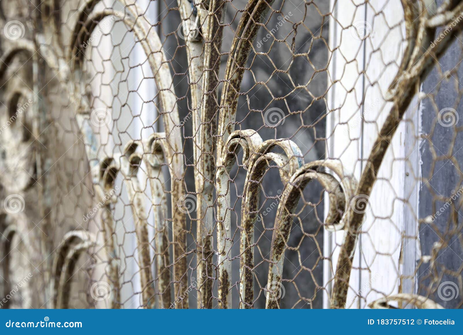 Rusty Wrought Iron Fence Construction Stock Photo - Image of steel ...