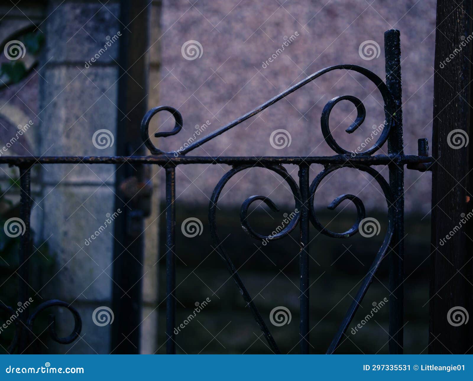 Rusty wrought iron fence stock image. Image of home - 297335531