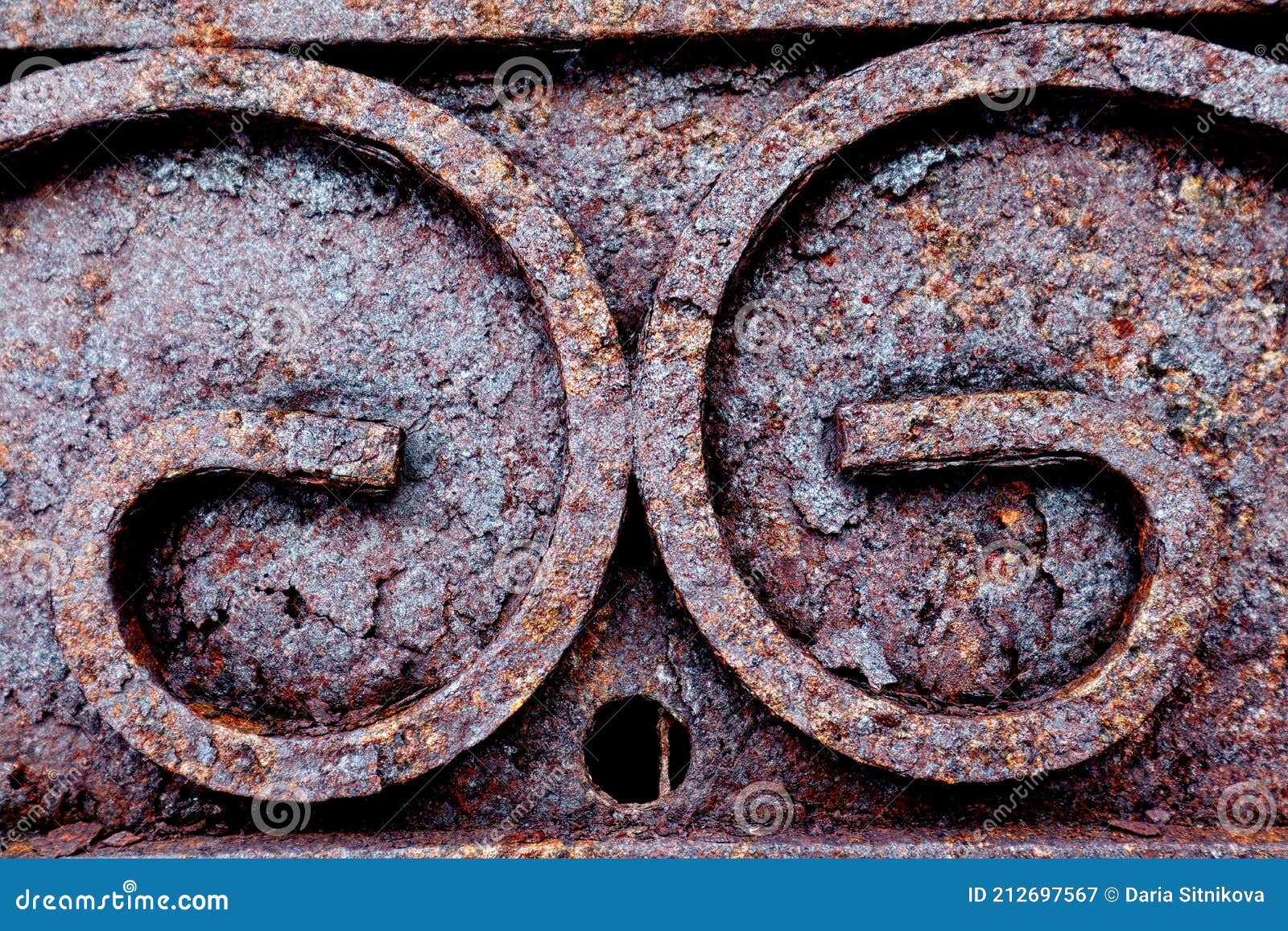 Rusty wrought iron grill stock image. Image of number - 212697567