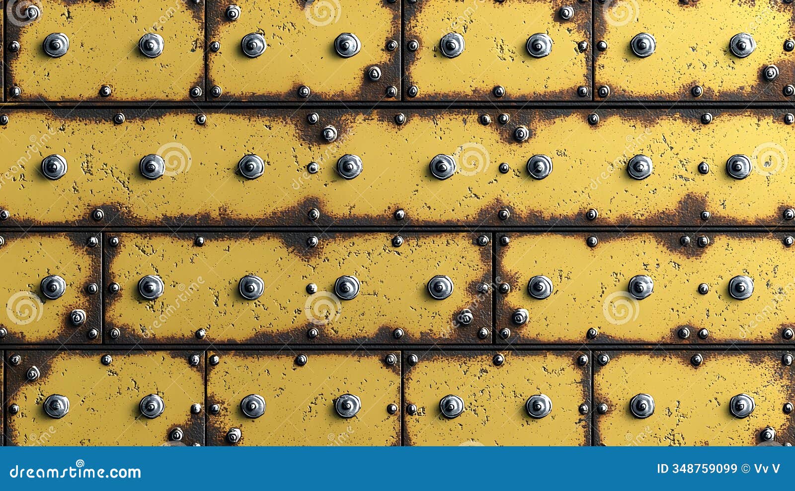 Rusty Yellow Metal Texture with Rivets and Bolts Stock Illustration ...