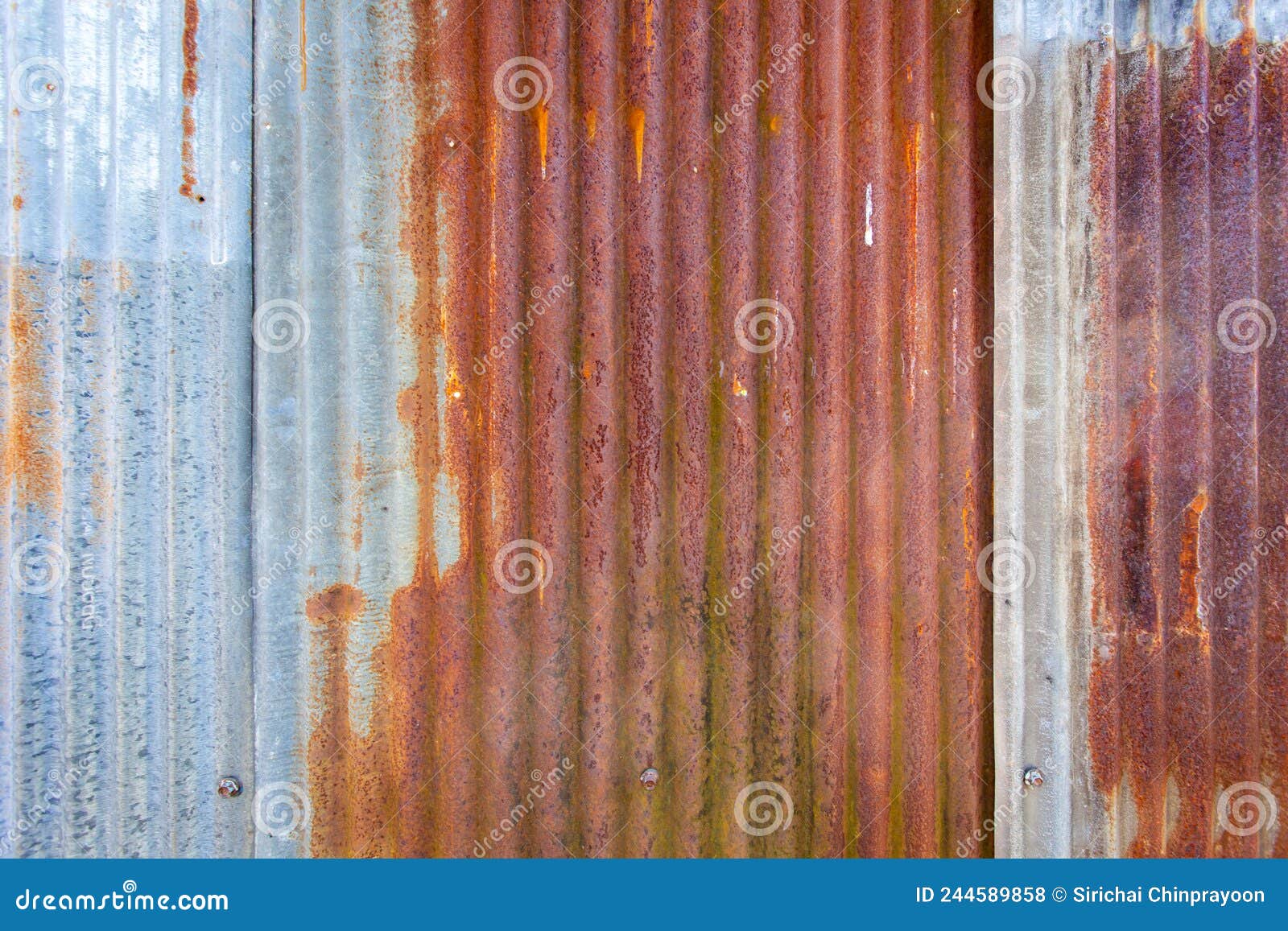 Rusty zinc sheet stock photo. Image of rust, fence, iron - 244589858