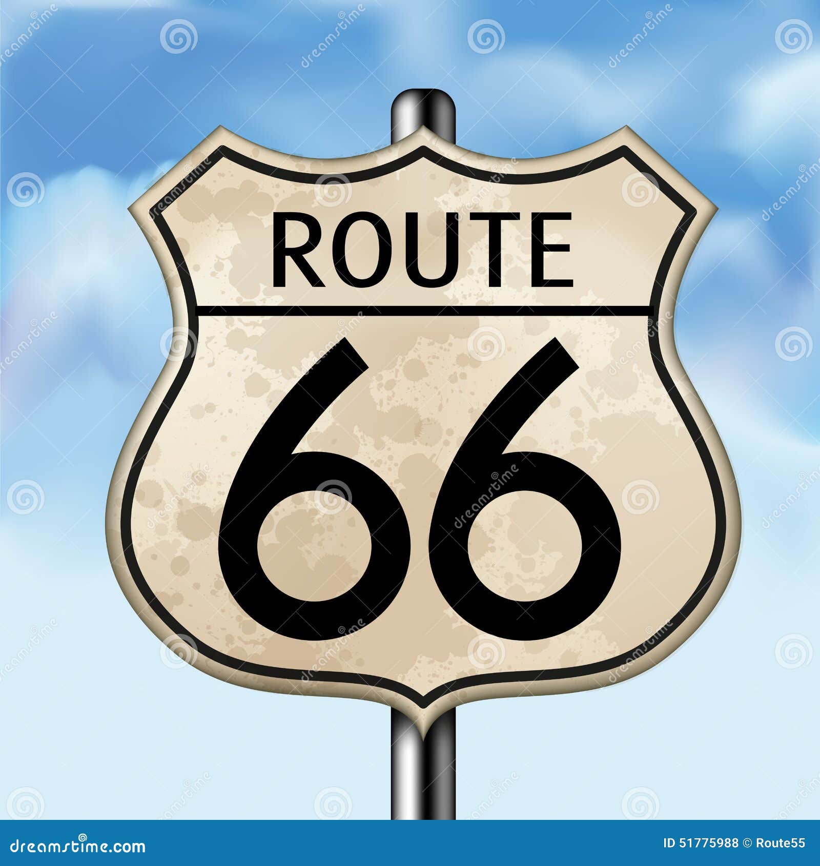 Ruta 66 ilustración del vector. Ilustración de carretera - 51775988