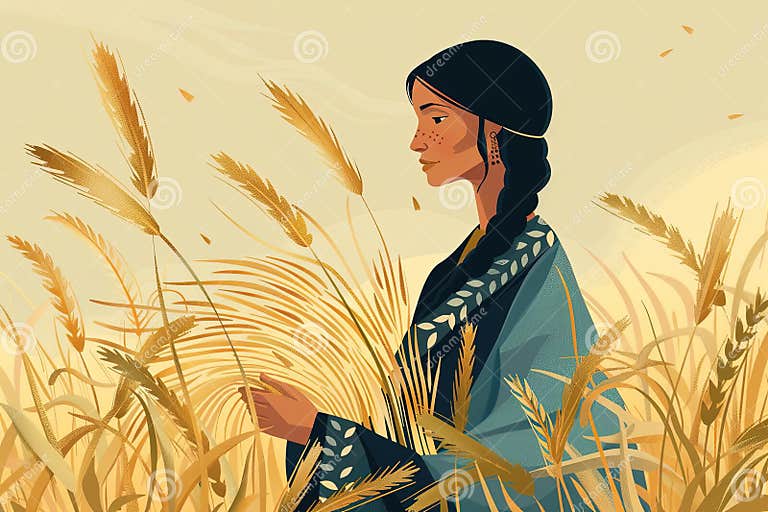Ruth is Picking Ears of Corn in the Field, Vector Illustration, Bible ... Ruth is Picking Ears of Corn in the Field, Vector Illustration, Bible ...