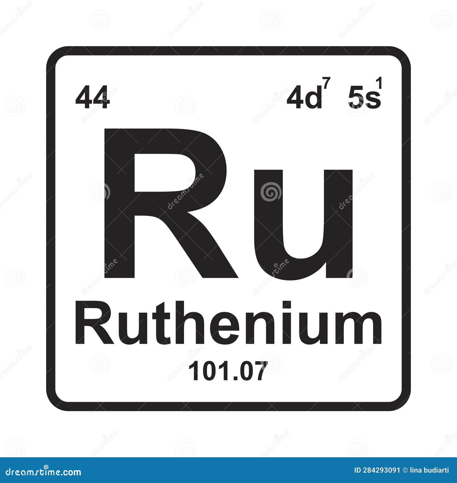 Ruthenium As Element 44 Of The Periodic Table 3D Illustration On Orange ...