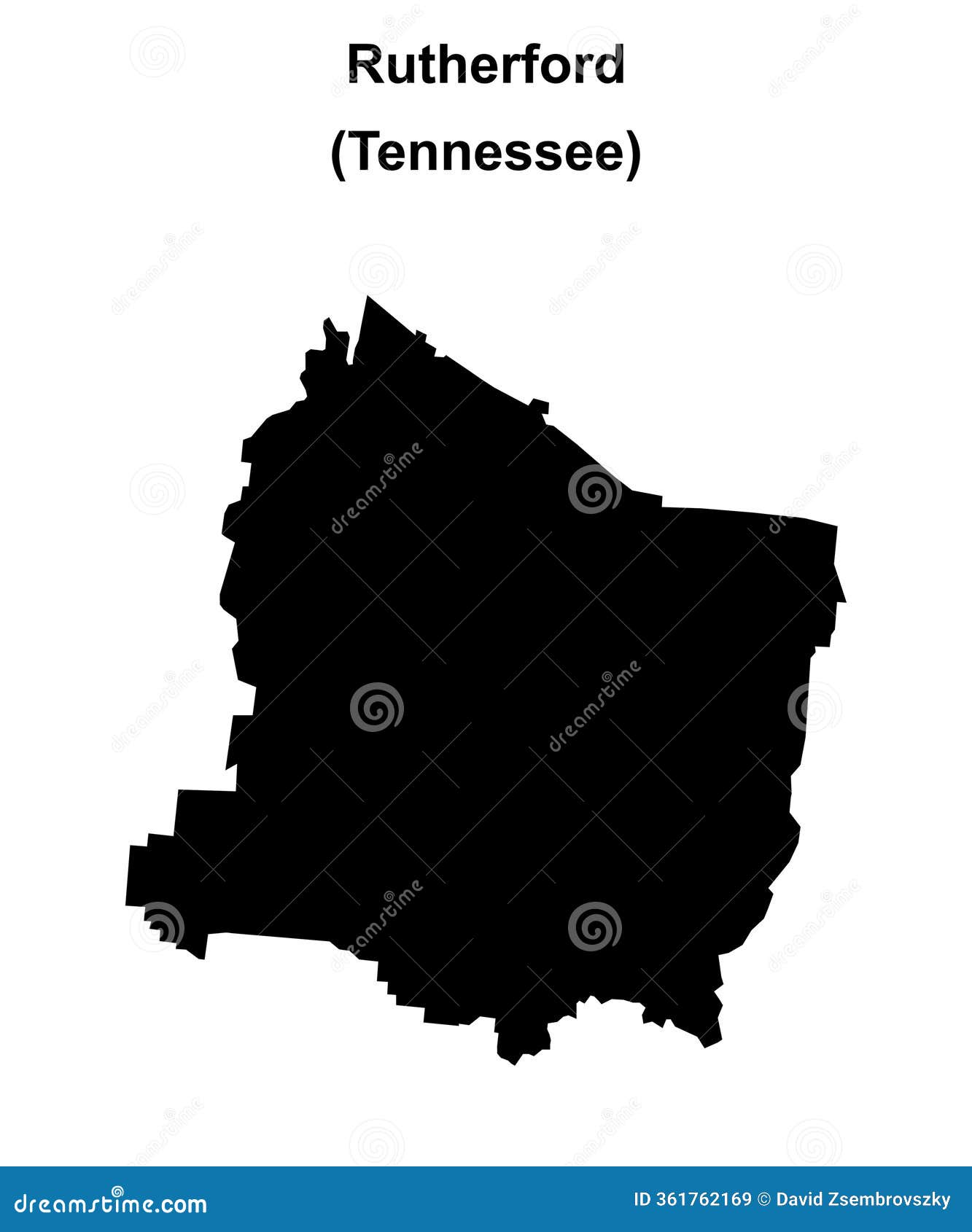 Map Of Rutherford County In Tennessee State On White Background. Single ...