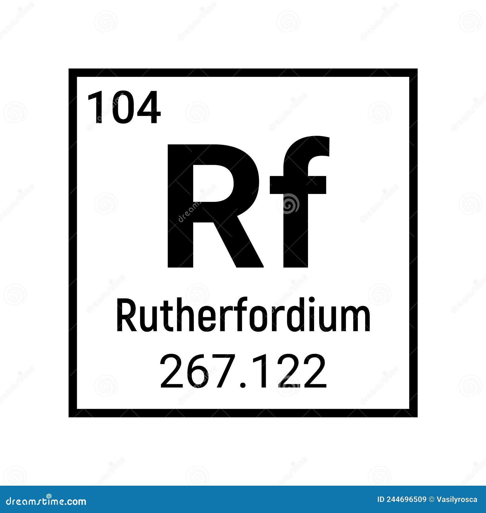 Rutherfordium Rf, Chemical Element Sign. 3D Rendering Royalty-Free ...