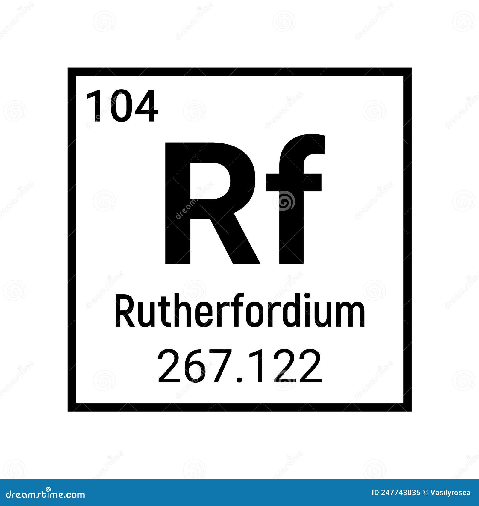 Rutherfordium Rf Chemical Element. Rutherfordium Sign With Atomic ...