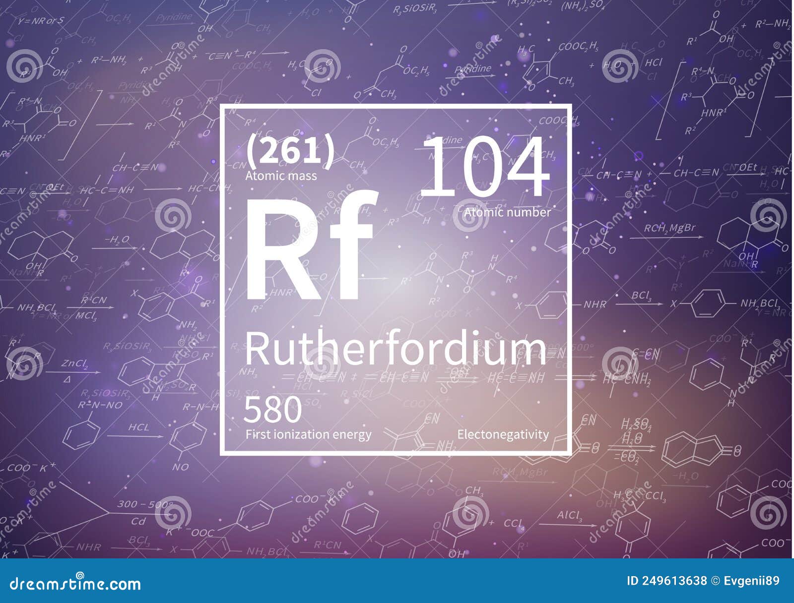 Rutherfordium Rf Chemical Element. Rutherfordium Sign With Atomic ...