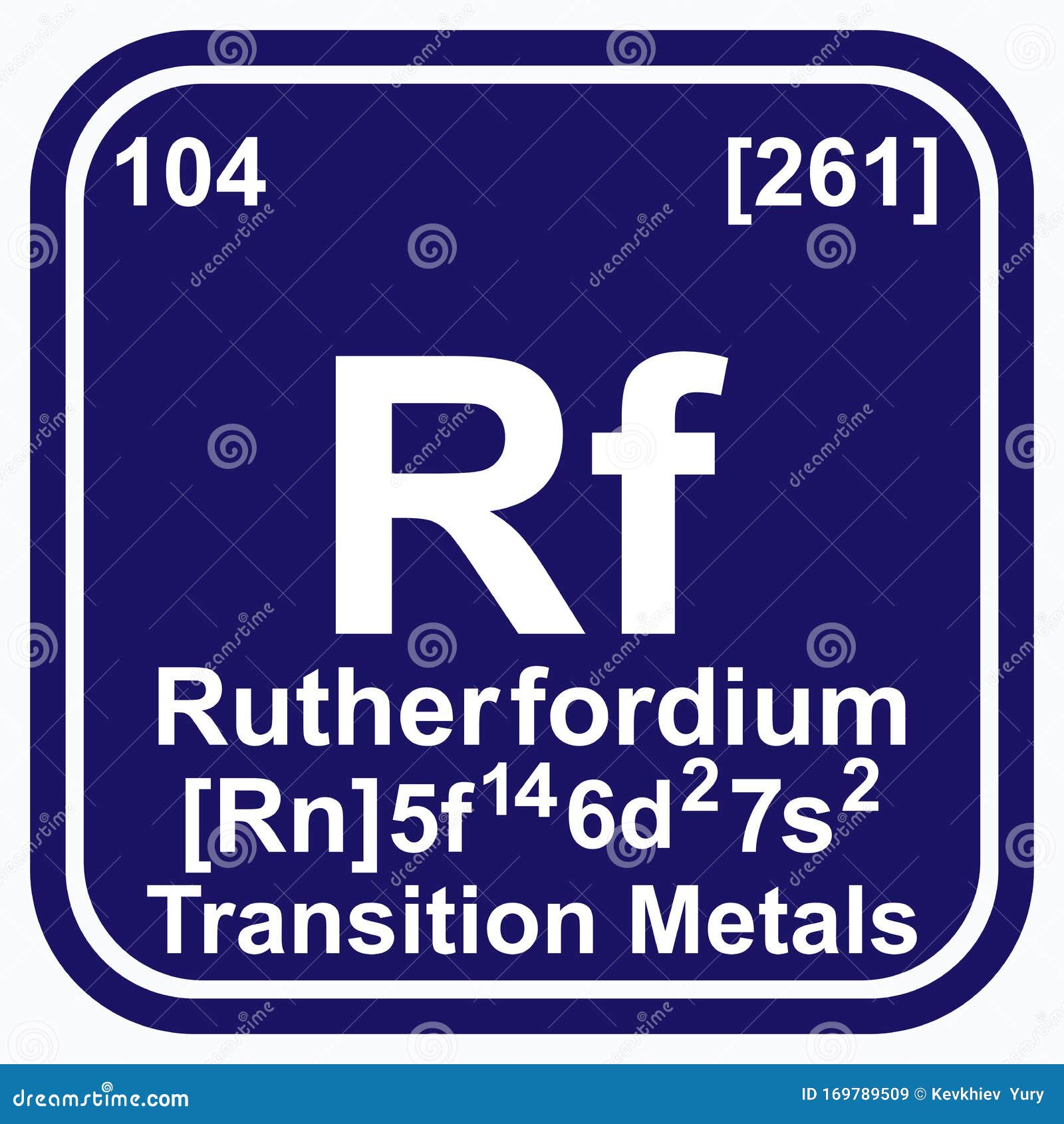Rutherfordium Periodic Table of the Elements Vector Illustration Eps 10 ...