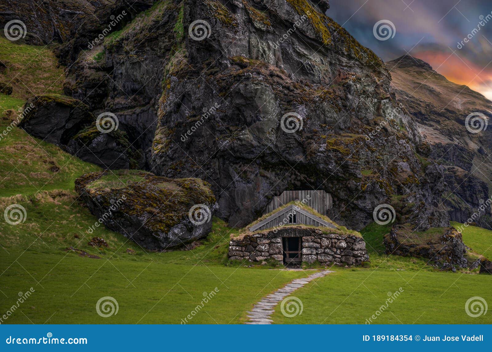 Rutshellir Historical Old Cave Farm in Iceland Stock Photo - Image of ...