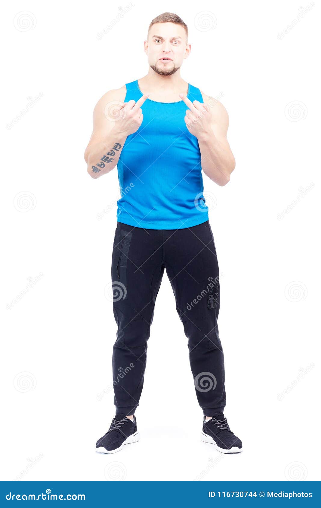 Ruwe Mens Die Middelvinger Geven Stock Foto - Image of uitoefenen ...