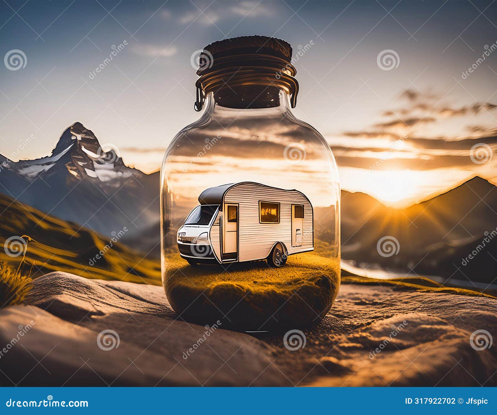 Glass Bottle with RV Camper Stock Illustration - Illustration of ...