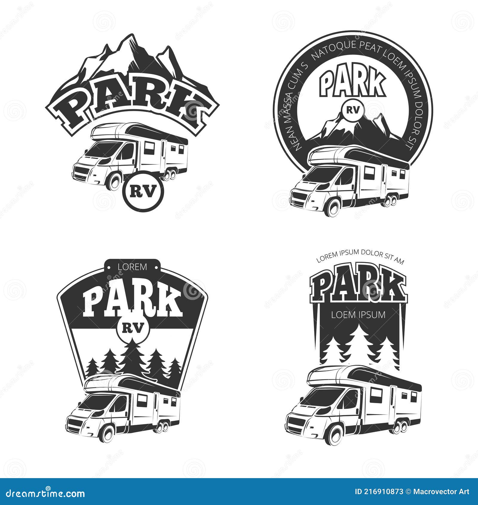 Rv and Campers Emblems, Labels, Badges, Logos Set Stock Vector ...