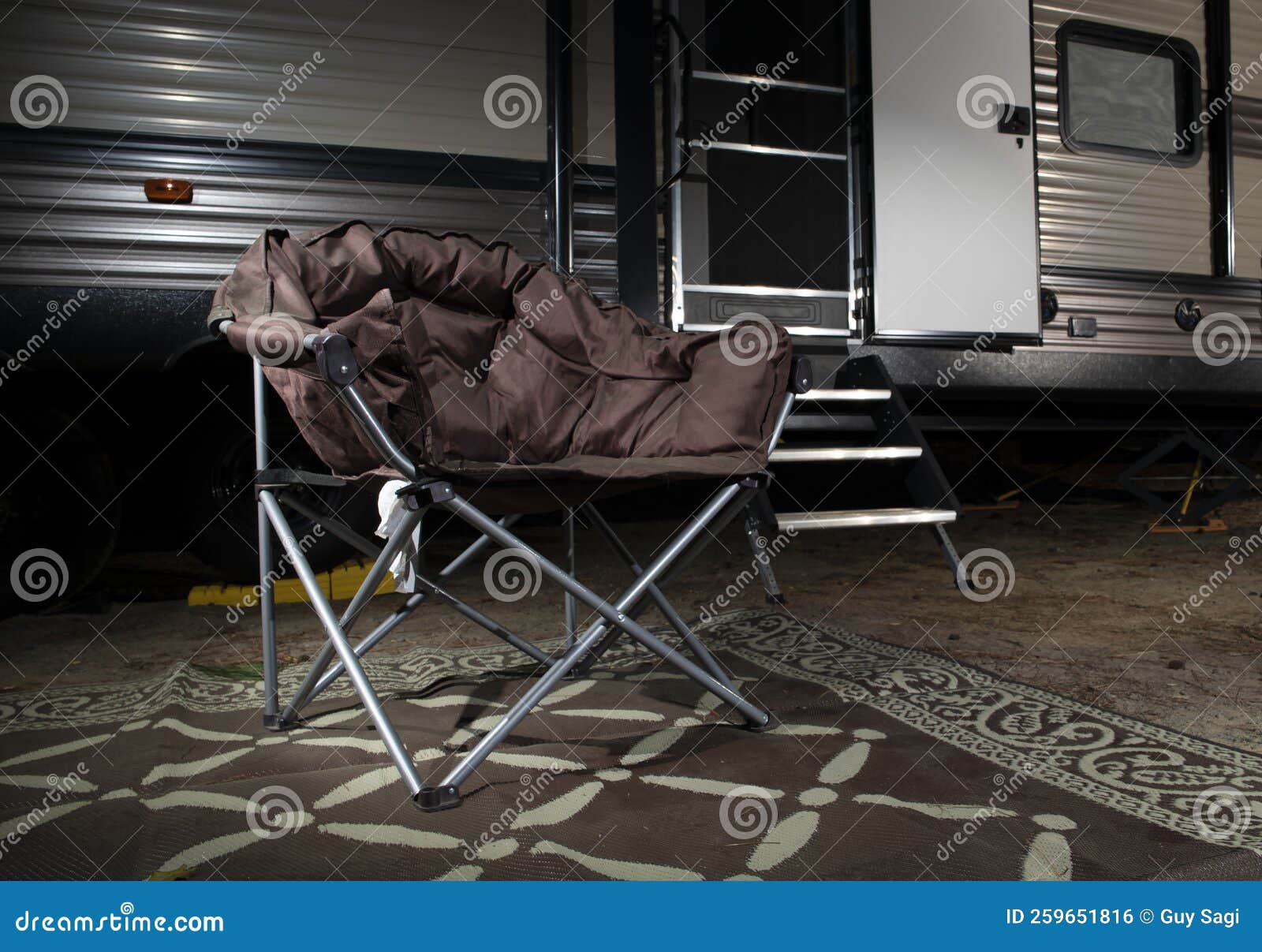 RV Campsite with an Empty Char Stock Photo - Image of leisure, north ... RV Campsite with an Empty Char Stock Photo - Image of leisure, north ...