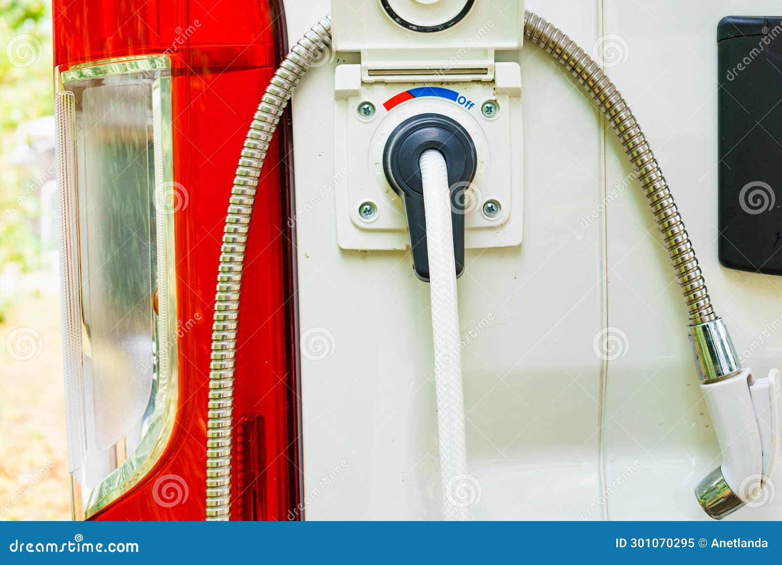 Rv caravan exterior shower stock image. Image of supply - 301070295