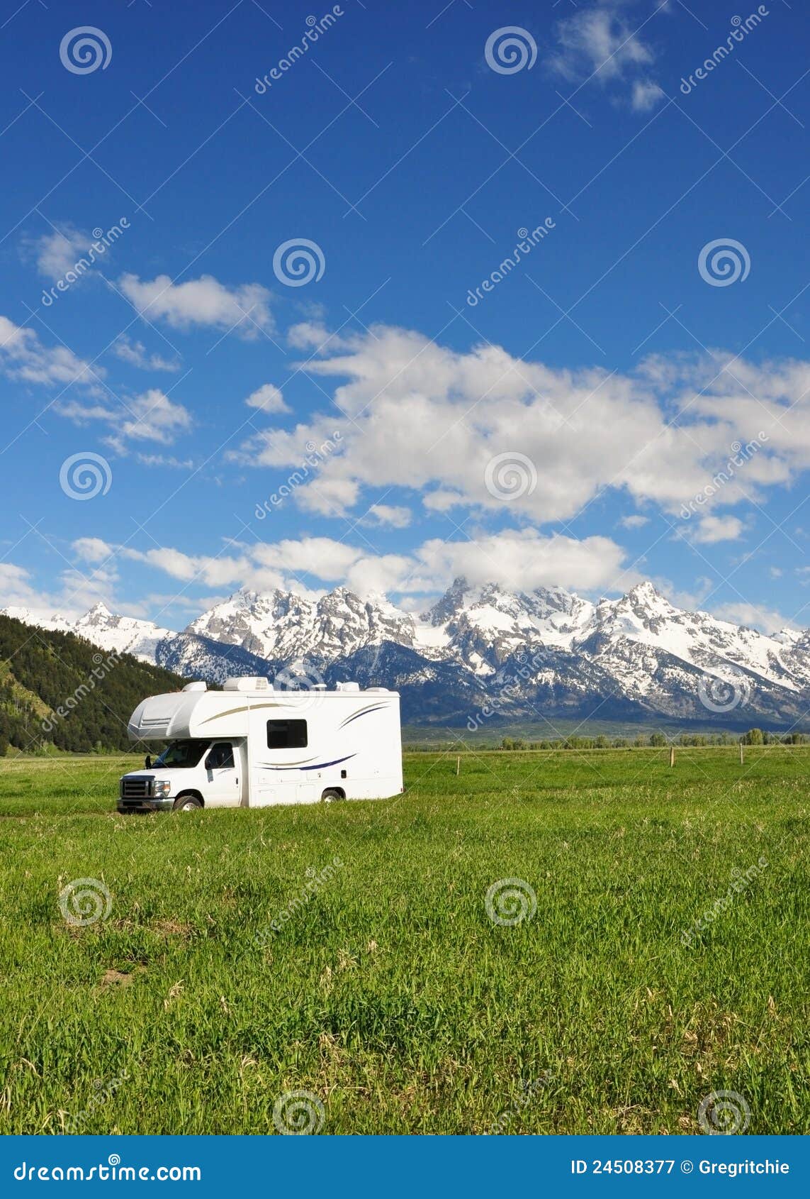 RV in Grand Teton National Park Stock Image - Image of field, national ...