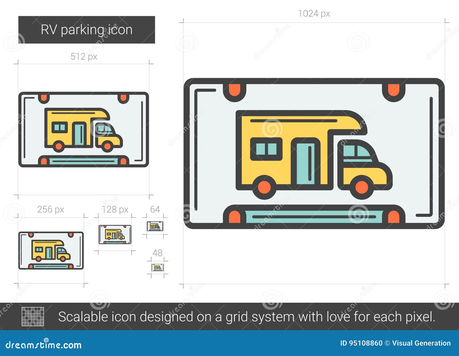 Rv-het Pictogram Van De Parkerenlijn Vector Illustratie - Illustration ...