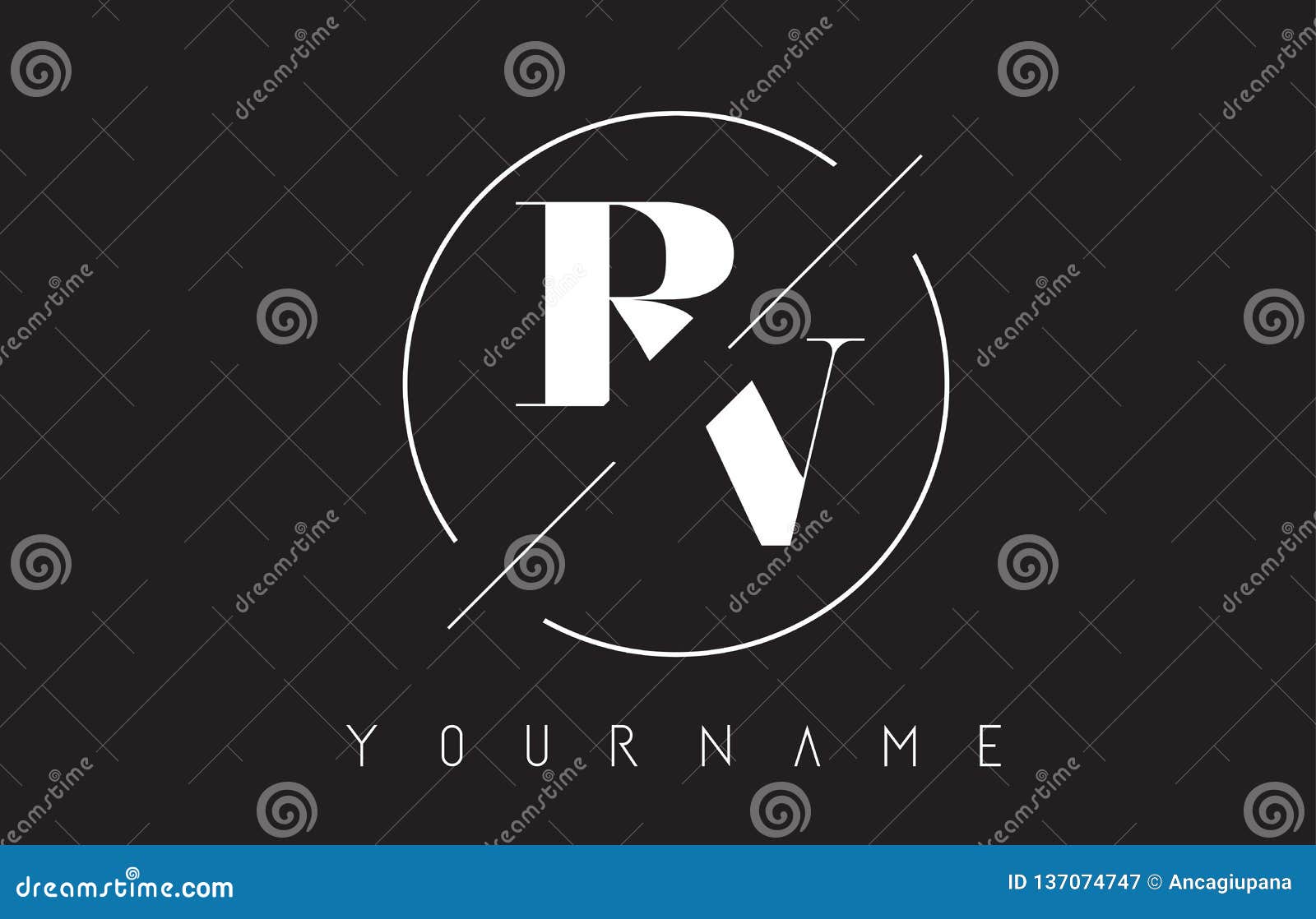 RV Letter Logo with Cutted and Intersected Design Stock Vector ...