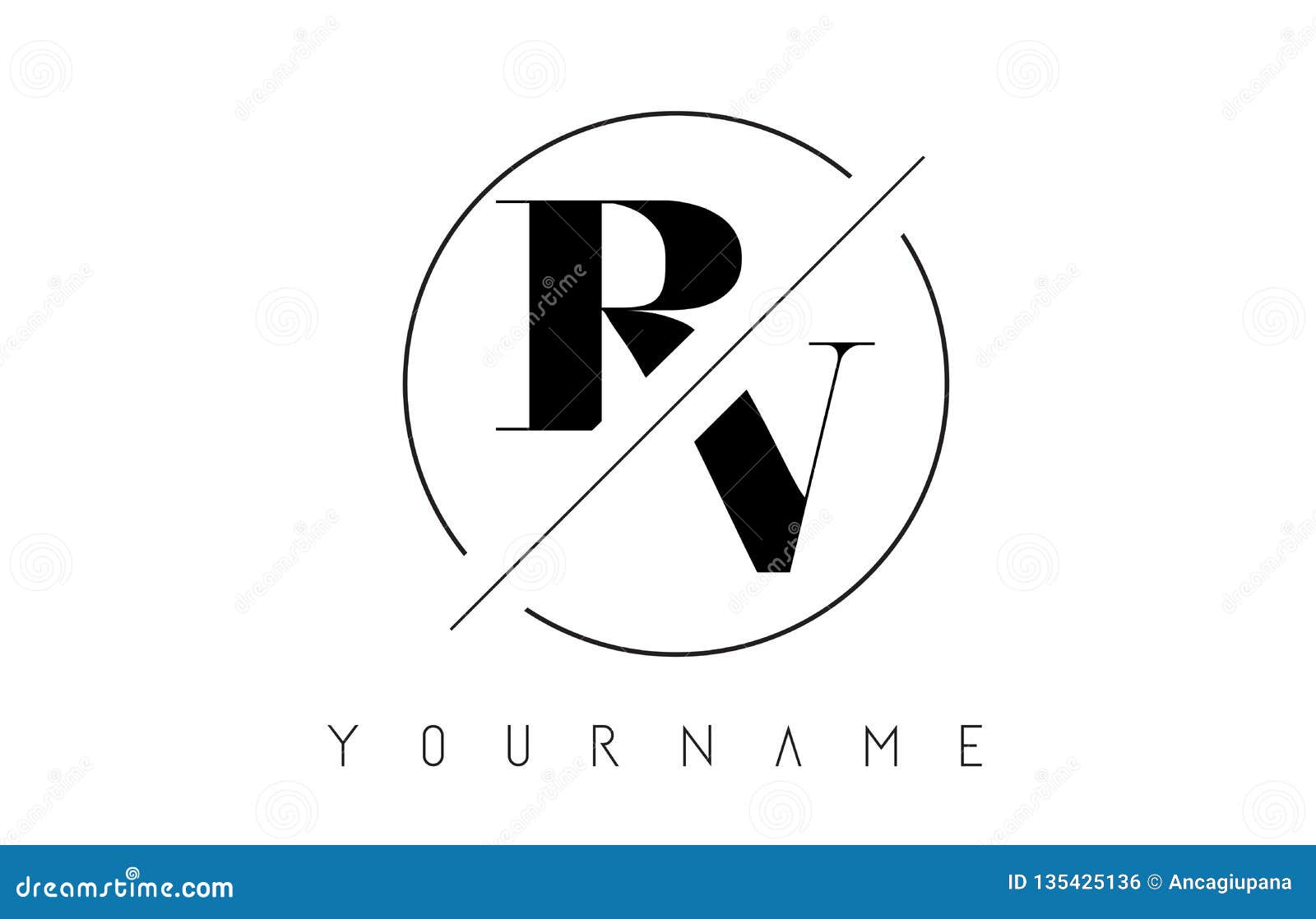RV Letter Logo with Cutted and Intersected Design Stock Vector ...