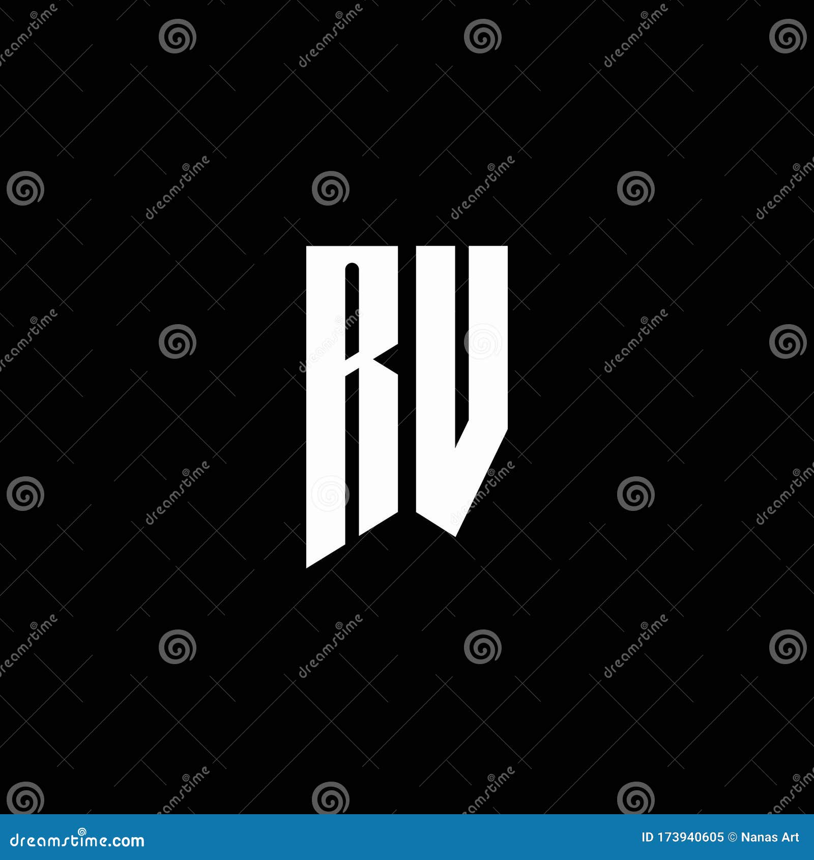 RV Logo Monogram with Emblem Style Isolated on Black Background Stock ...