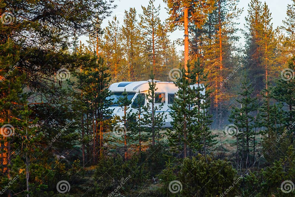 An RV in the mist stock photo. Image of forest, mist - 28430006