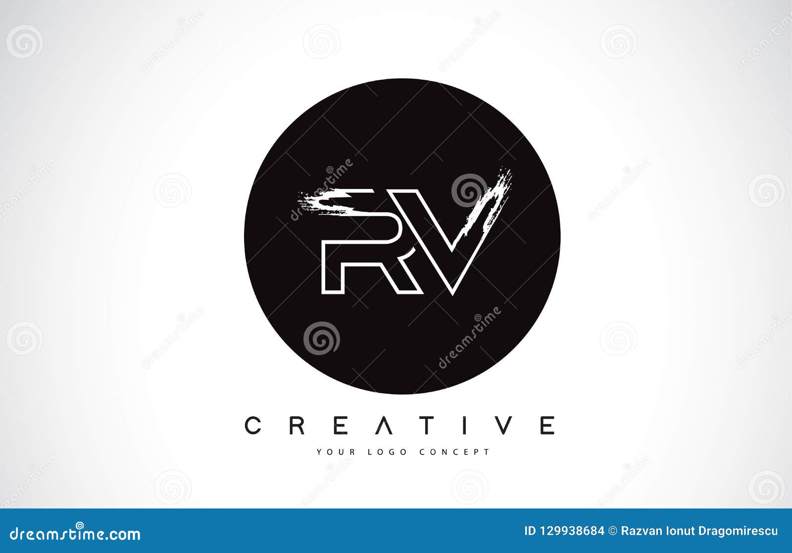 RV Modern Leter Logo Design with Black and White Monogram. Creative ...