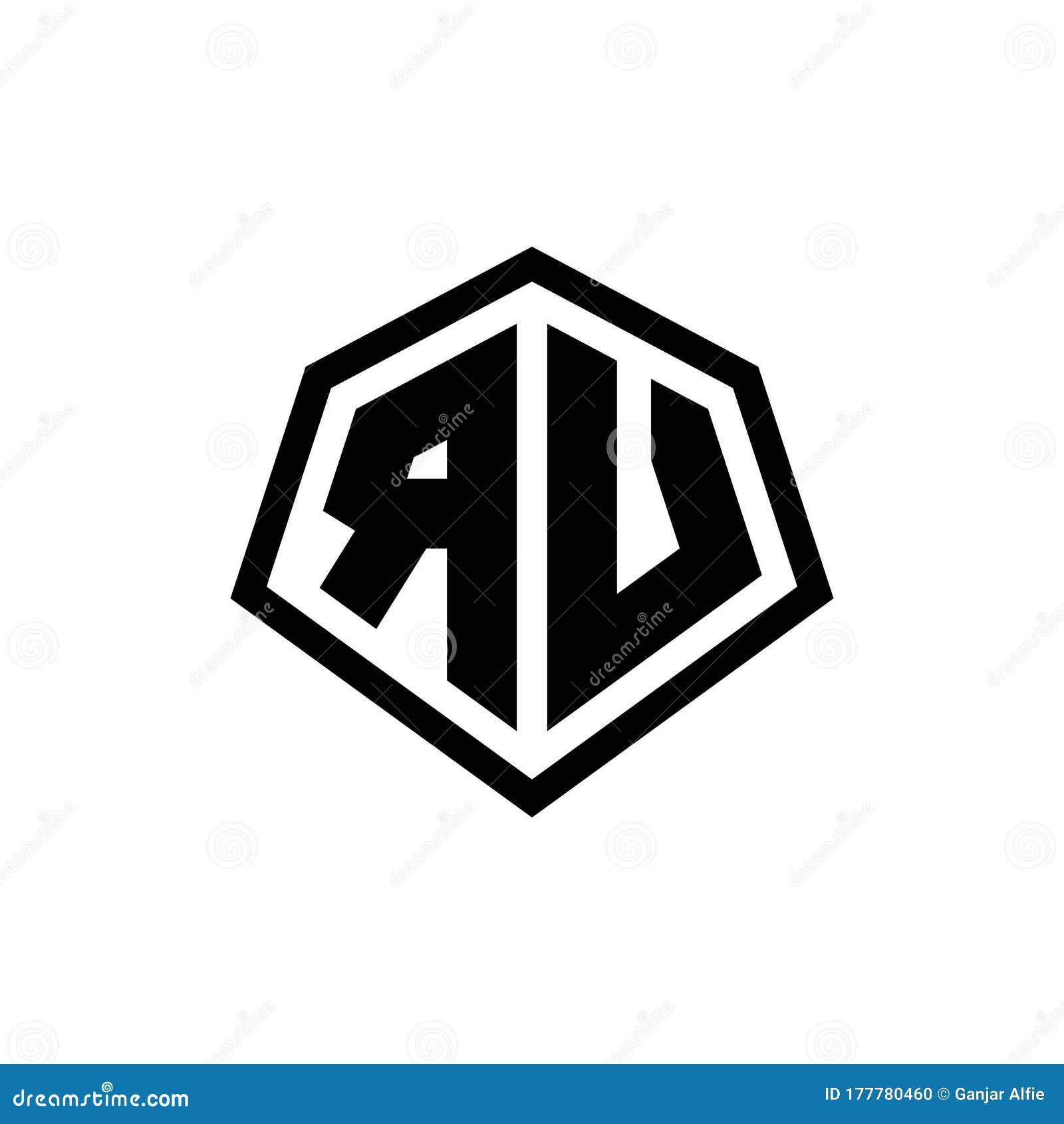 RV Monogram Logo with Hexagon Shape and Line Rounded Style Design ...