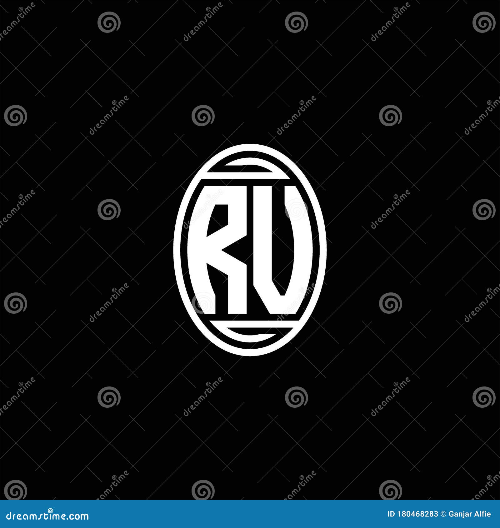 RV Monogram Logo Isolated on Oval Rotate Shape Stock Vector ...