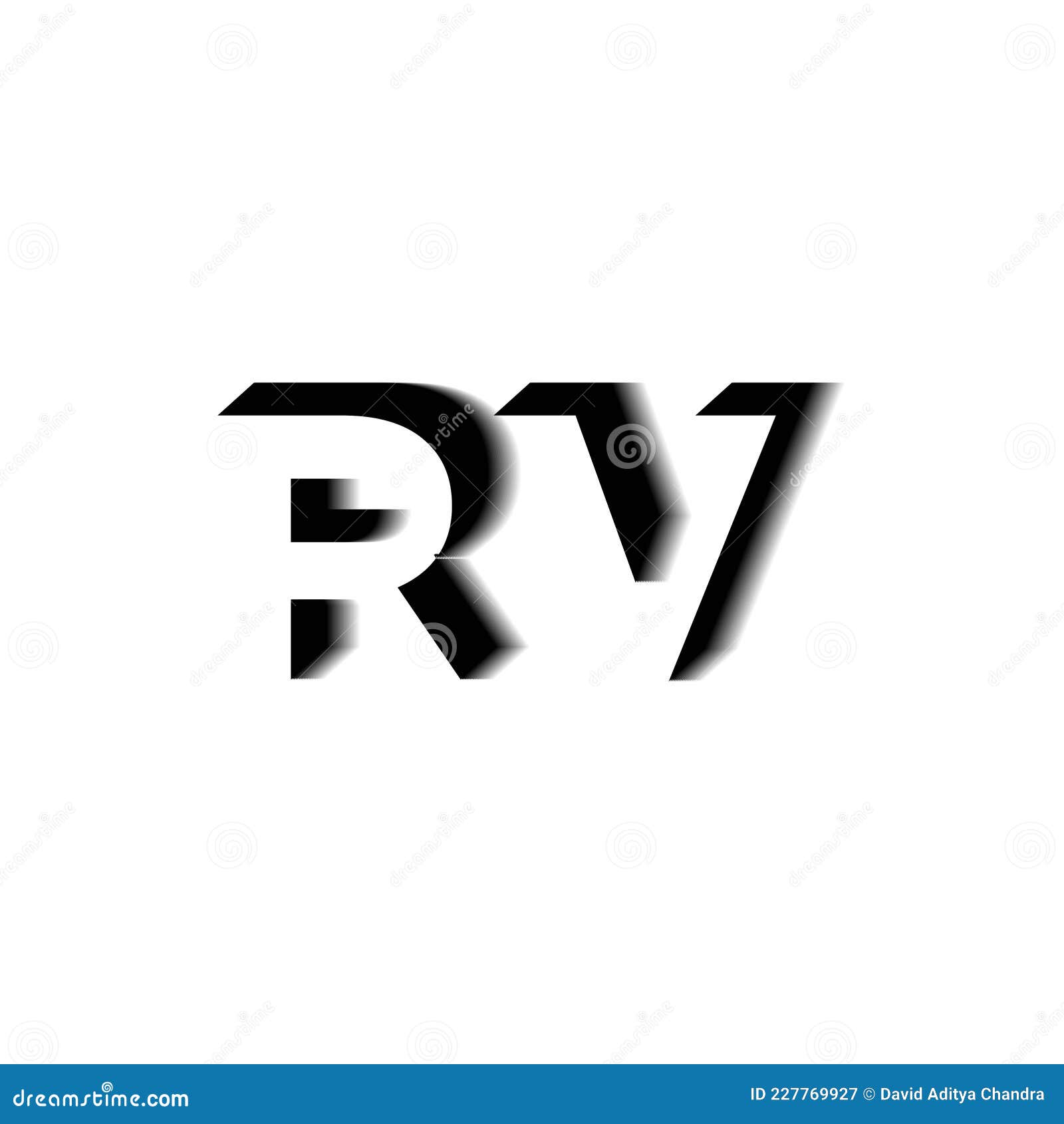 RV Monogram Shadow Shape Style Stock Vector - Illustration of lettering ...
