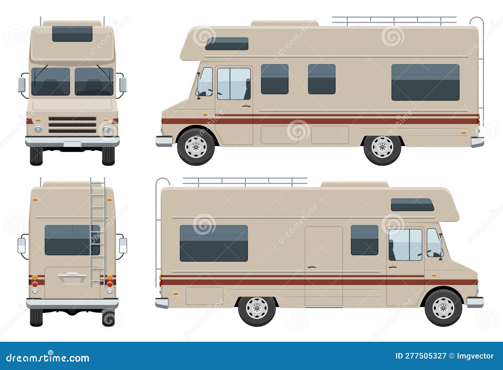 Motorhome View Top. Camping Car, Camp Trailer Mockup Branding, Vector ...
