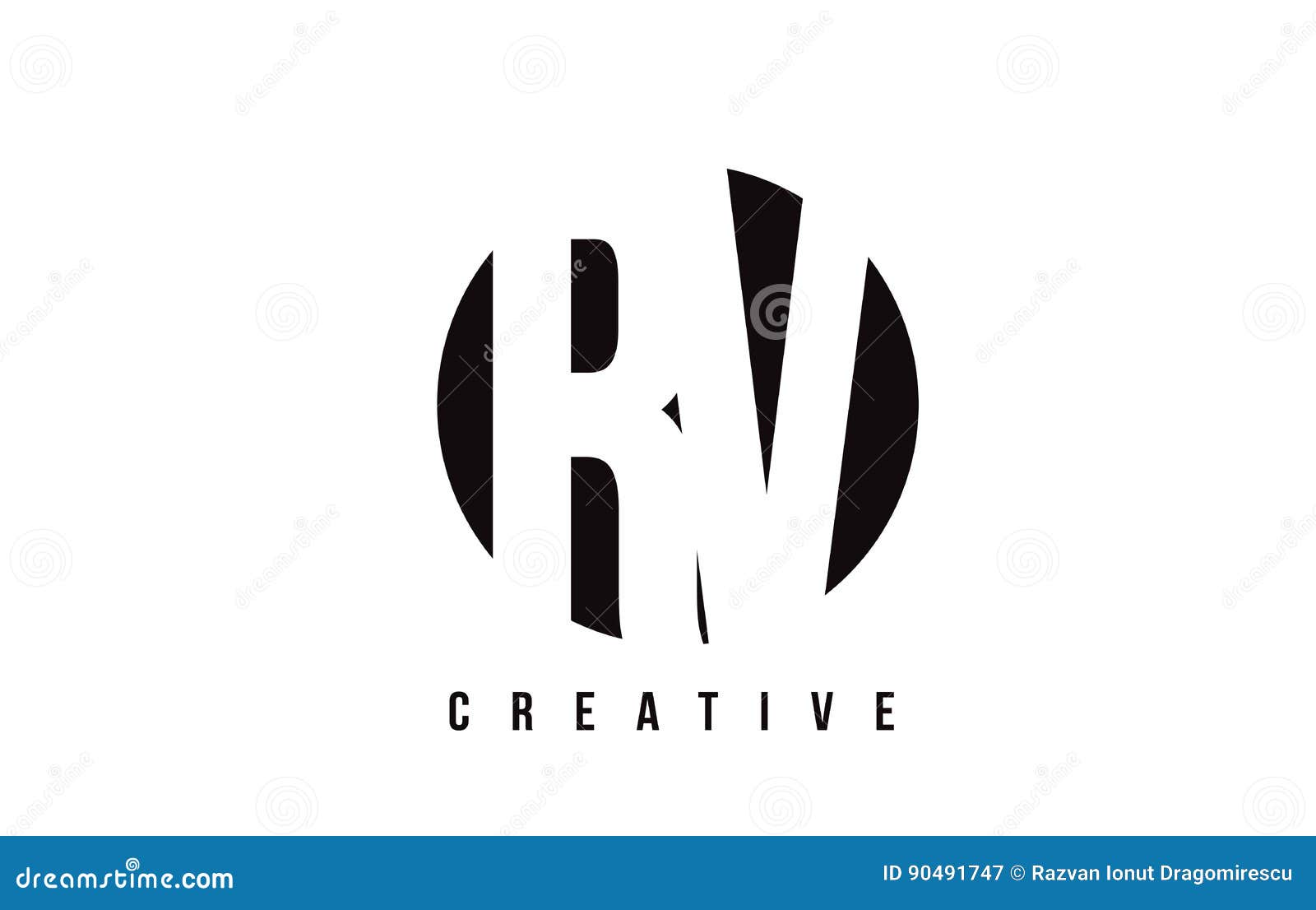 RV R V White Letter Logo Design with Circle Background. Stock Vector ...