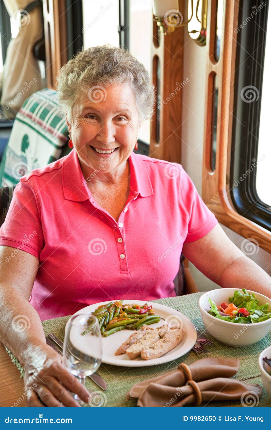 RV Senior Woman Dining stock photo. Image of calorie, home - 9982650