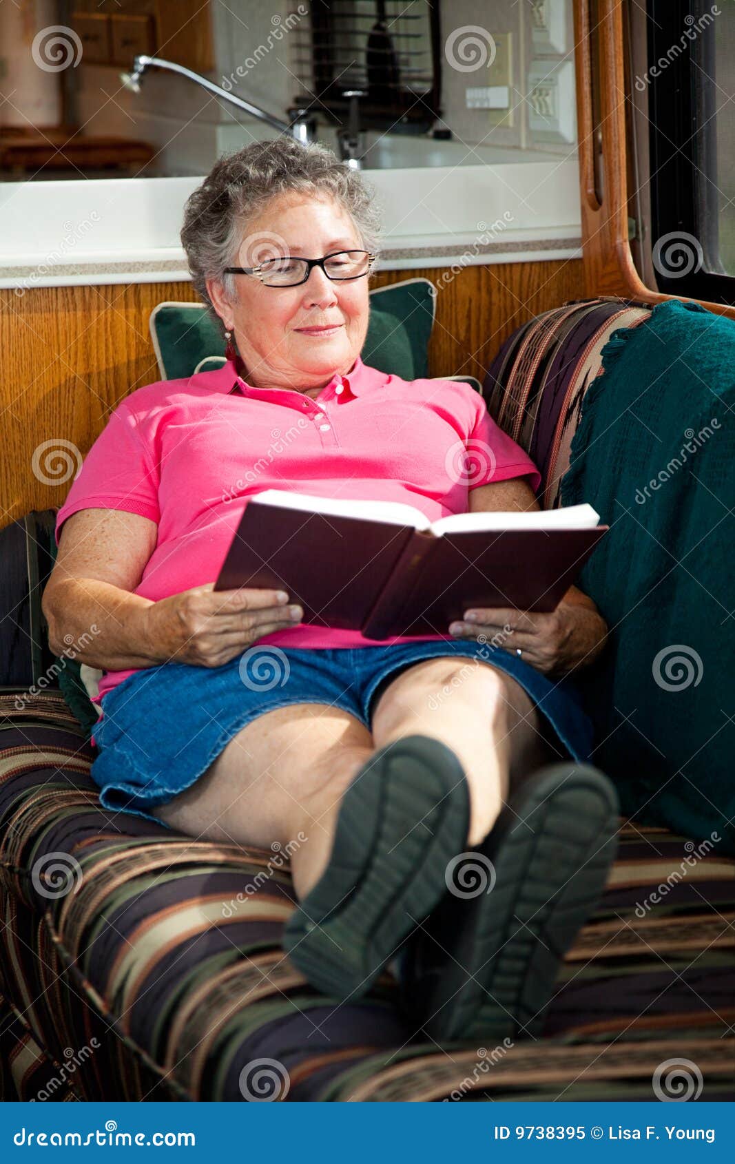 RV Senior Woman Reading stock image. Image of active, recreational ...