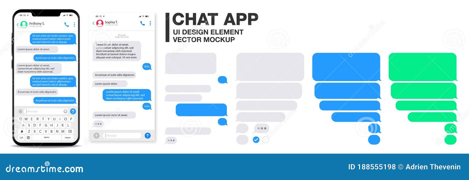 SmartPhone Chatting Sms App Template Bubbles. SMS Chat Composer Stock ...