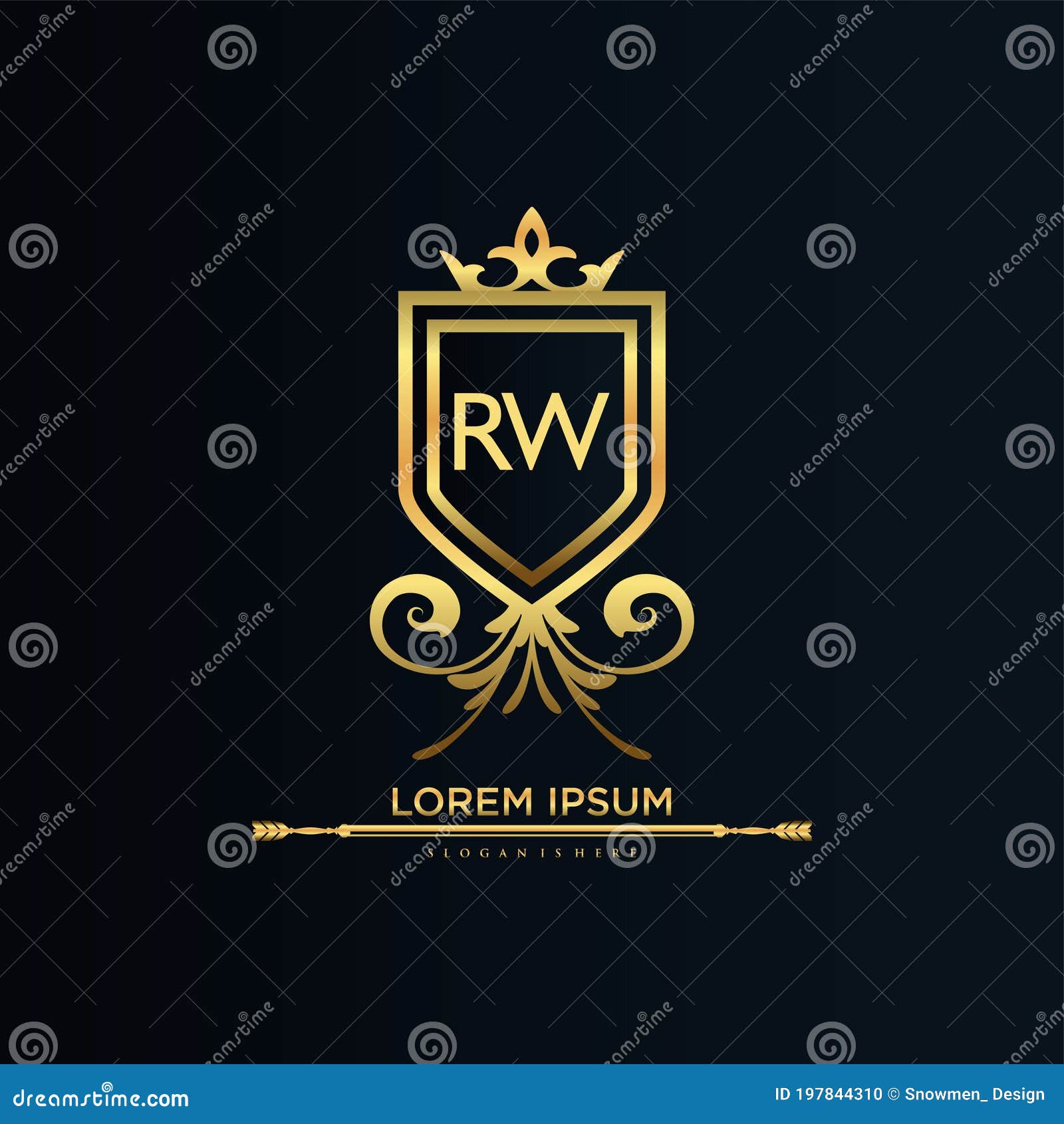 RW Letter Initial with Royal Template.elegant with Crown Logo Vector ...