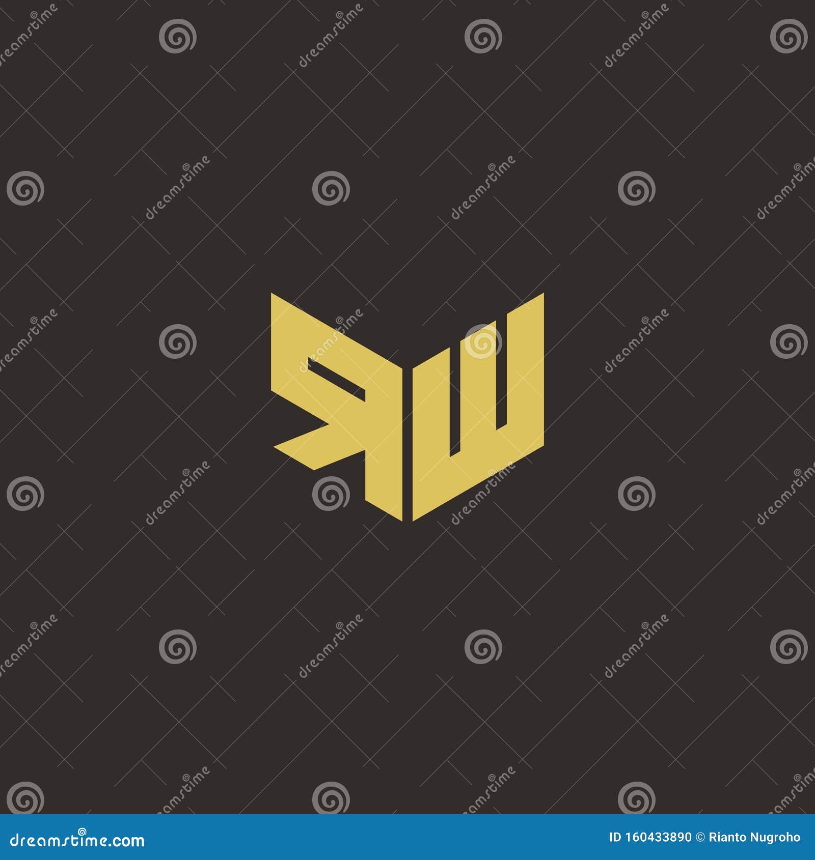 RW Logo Letter Initial Logo Designs Template with Gold and Black ...