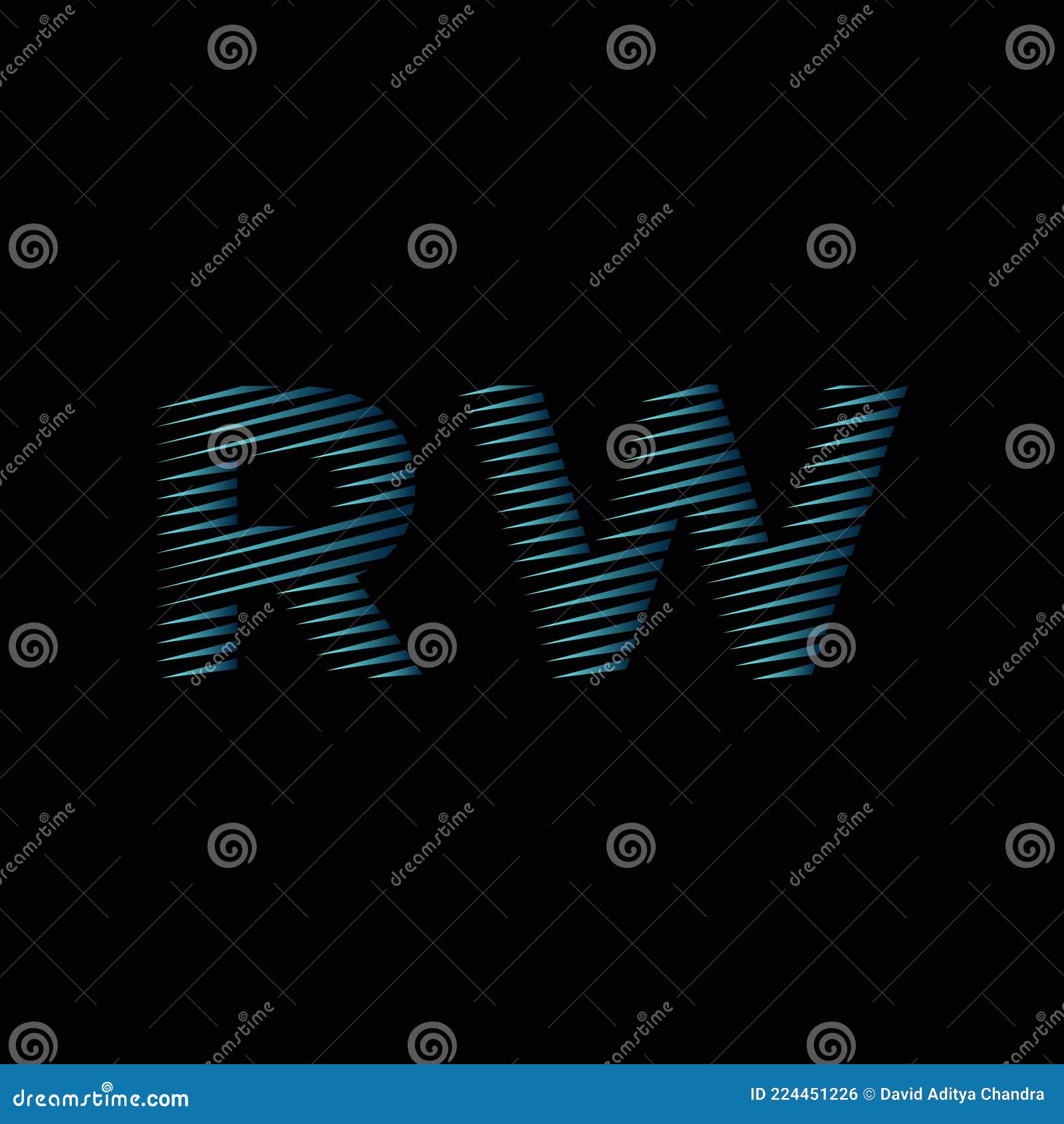 RW Monogram Lines Style Blue Light Vector Stock Vector - Illustration ...