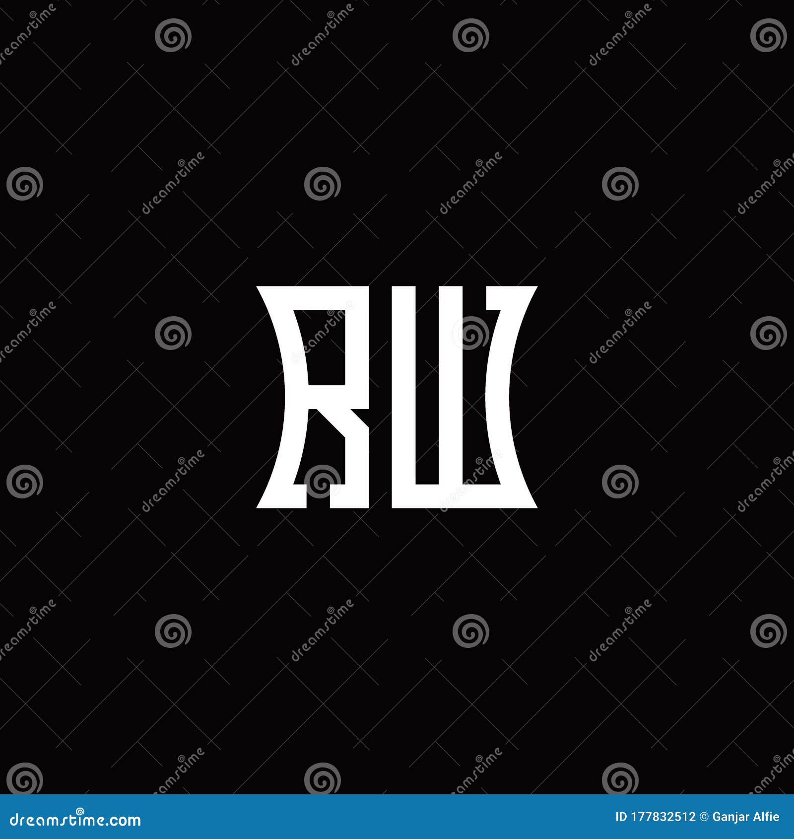 RW Monogram Logo Letter with Curved Side Style Stock Vector ...