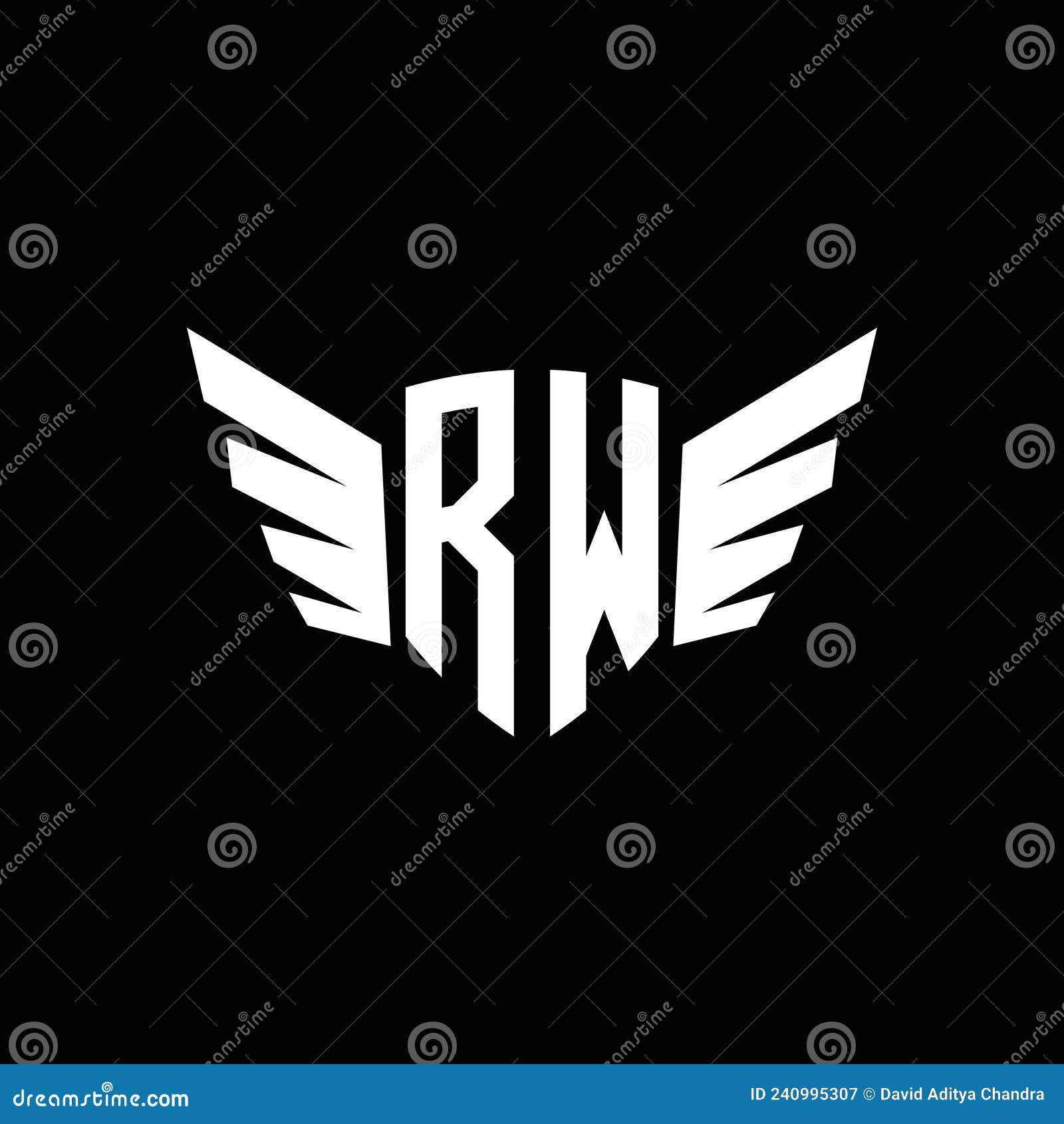 RW Monogram Wing Shape Style Stock Vector - Illustration of design ...