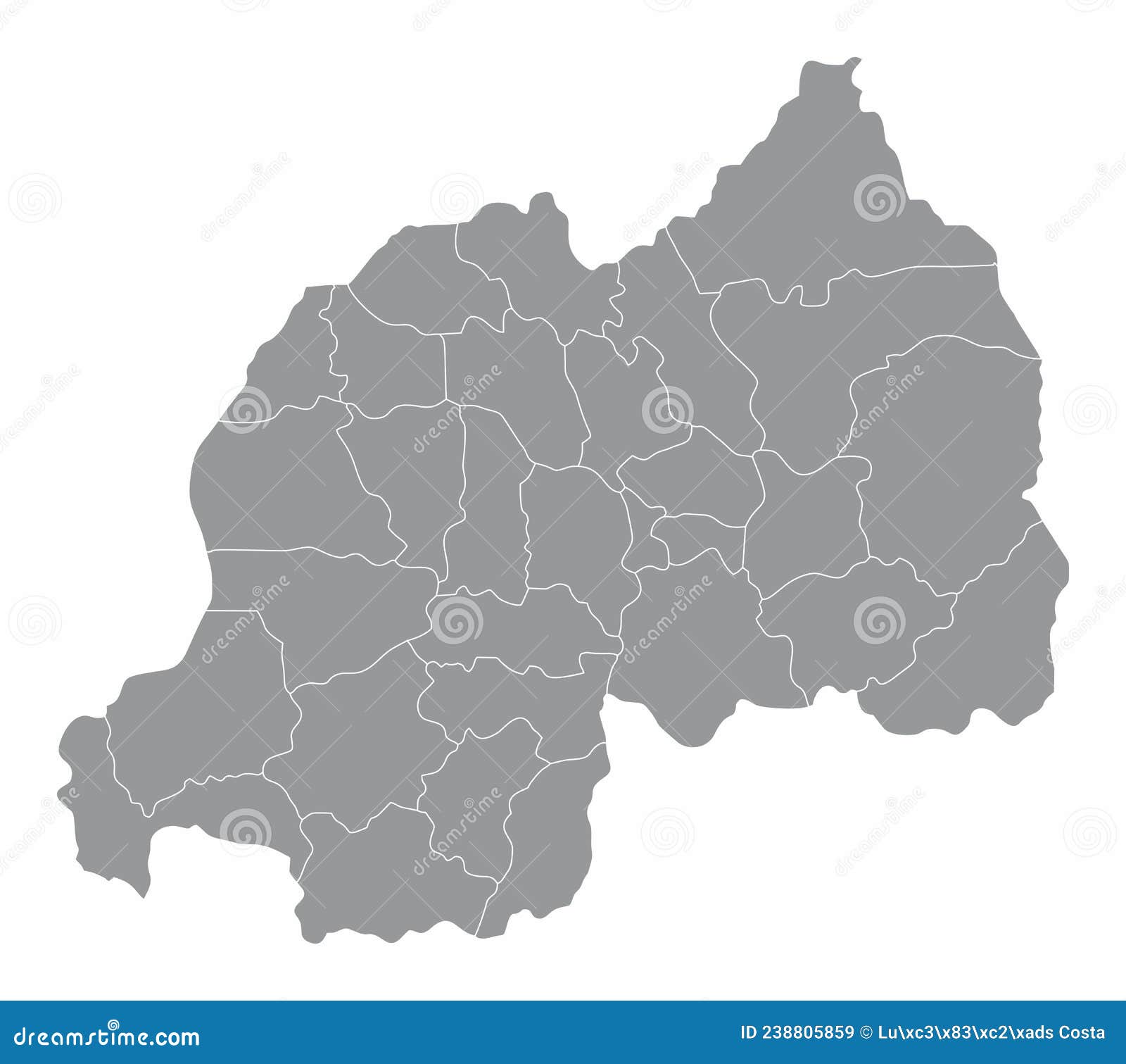 Rwanda administrative map stock vector. Illustration of vector - 238805859