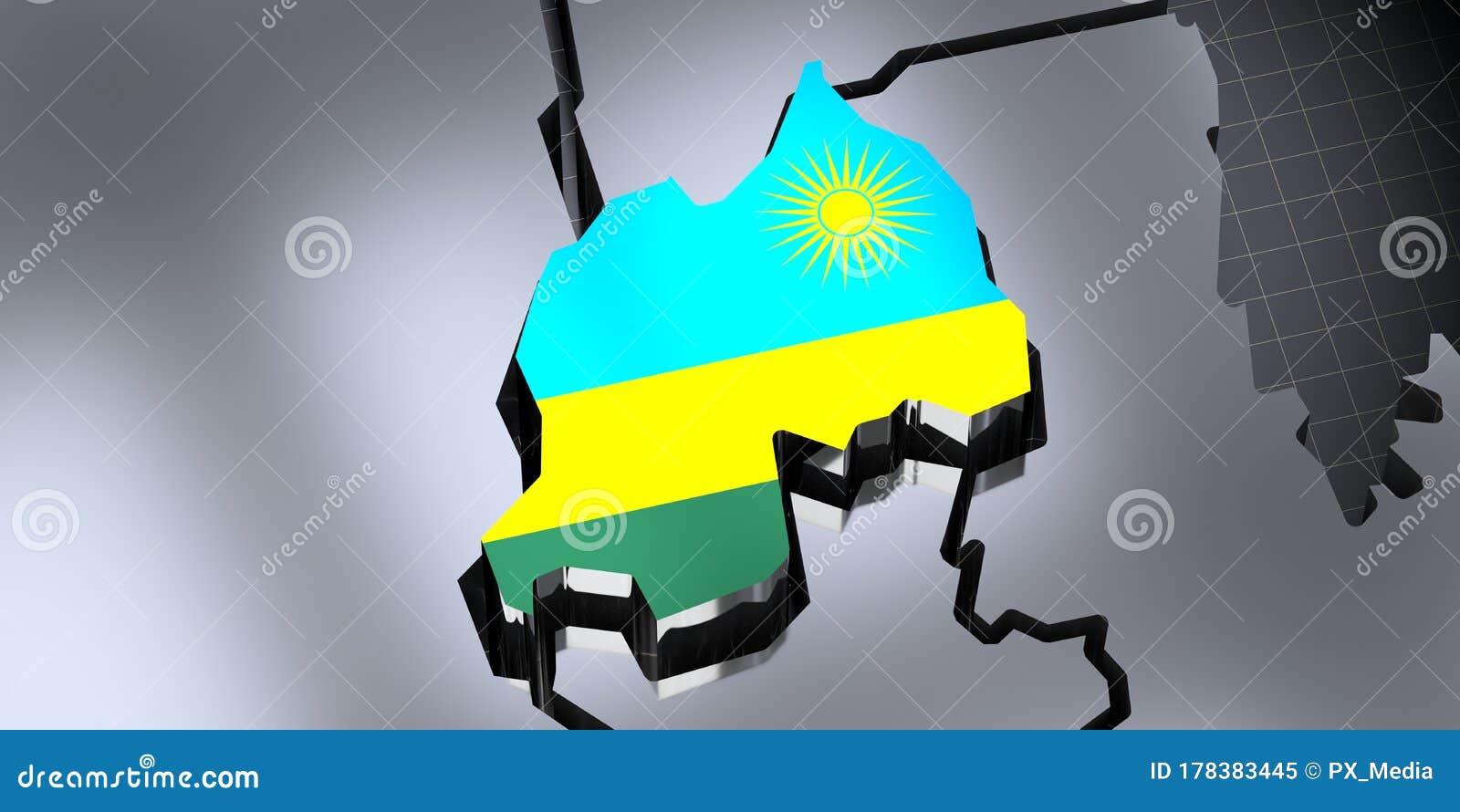 Rwanda - borders and flag stock illustration. Illustration of geography ...