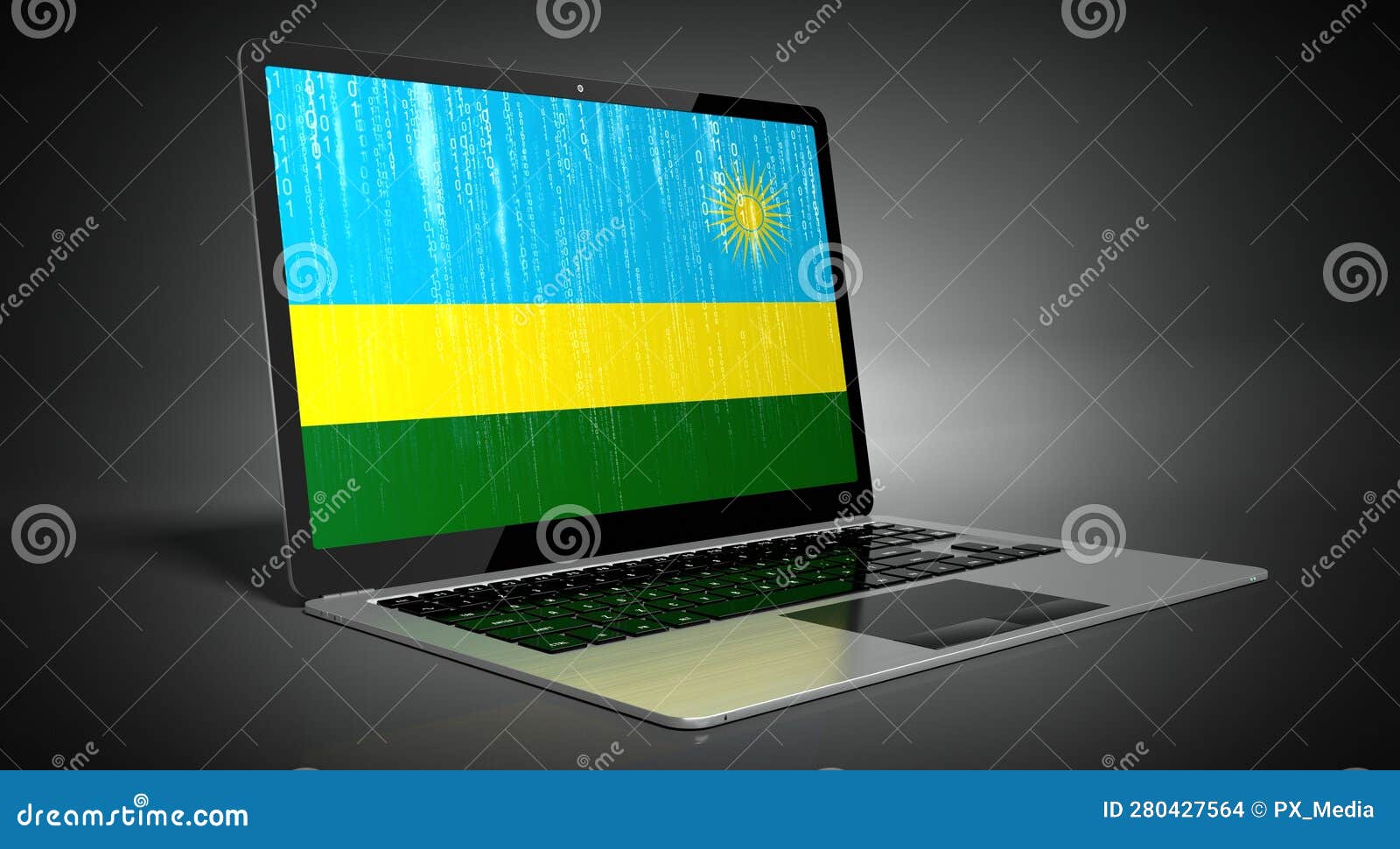Rwanda - Country Flag and Binary Code on Laptop Screen Stock ...