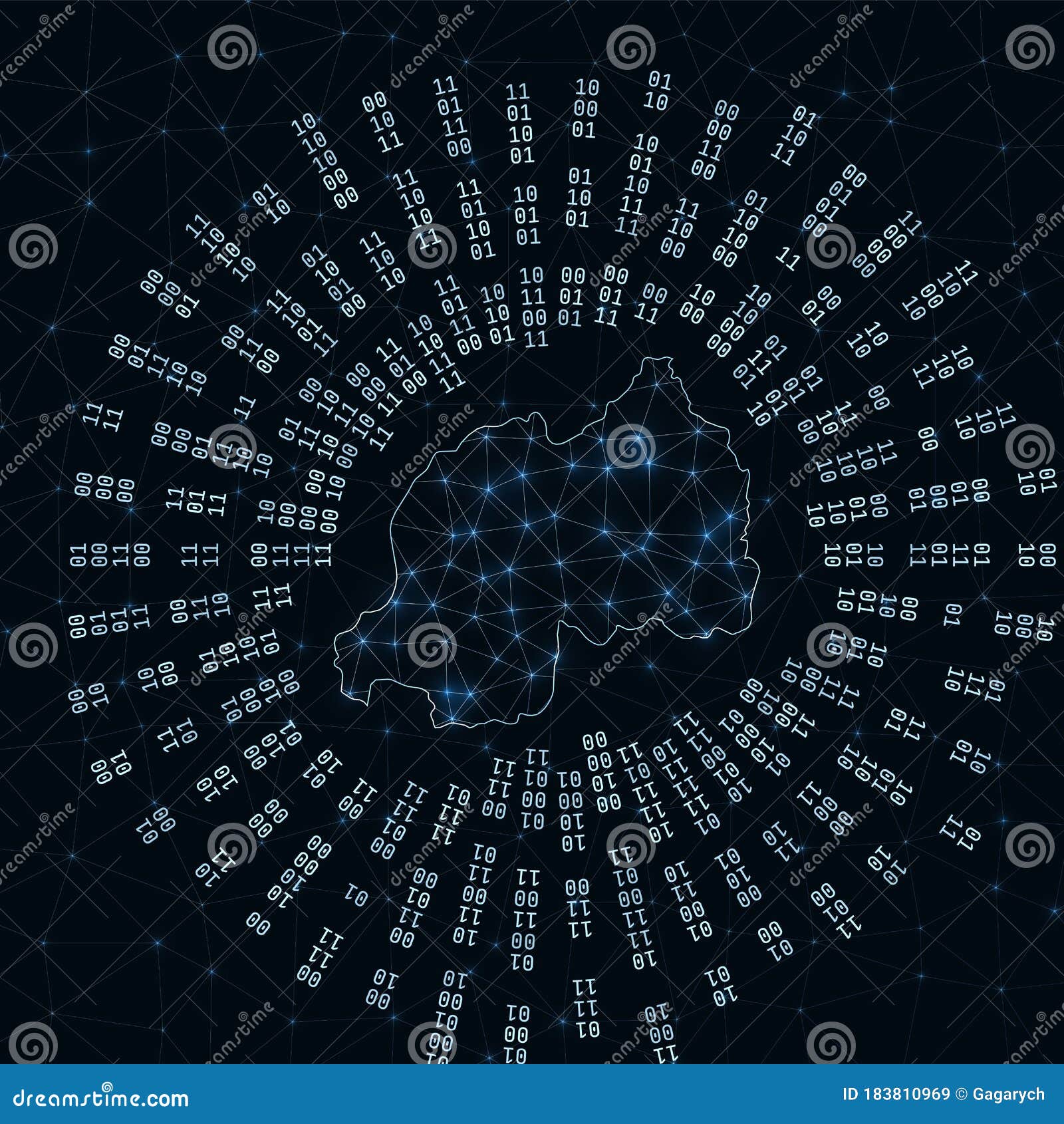 Rwanda digital map. stock vector. Illustration of planet - 183810969