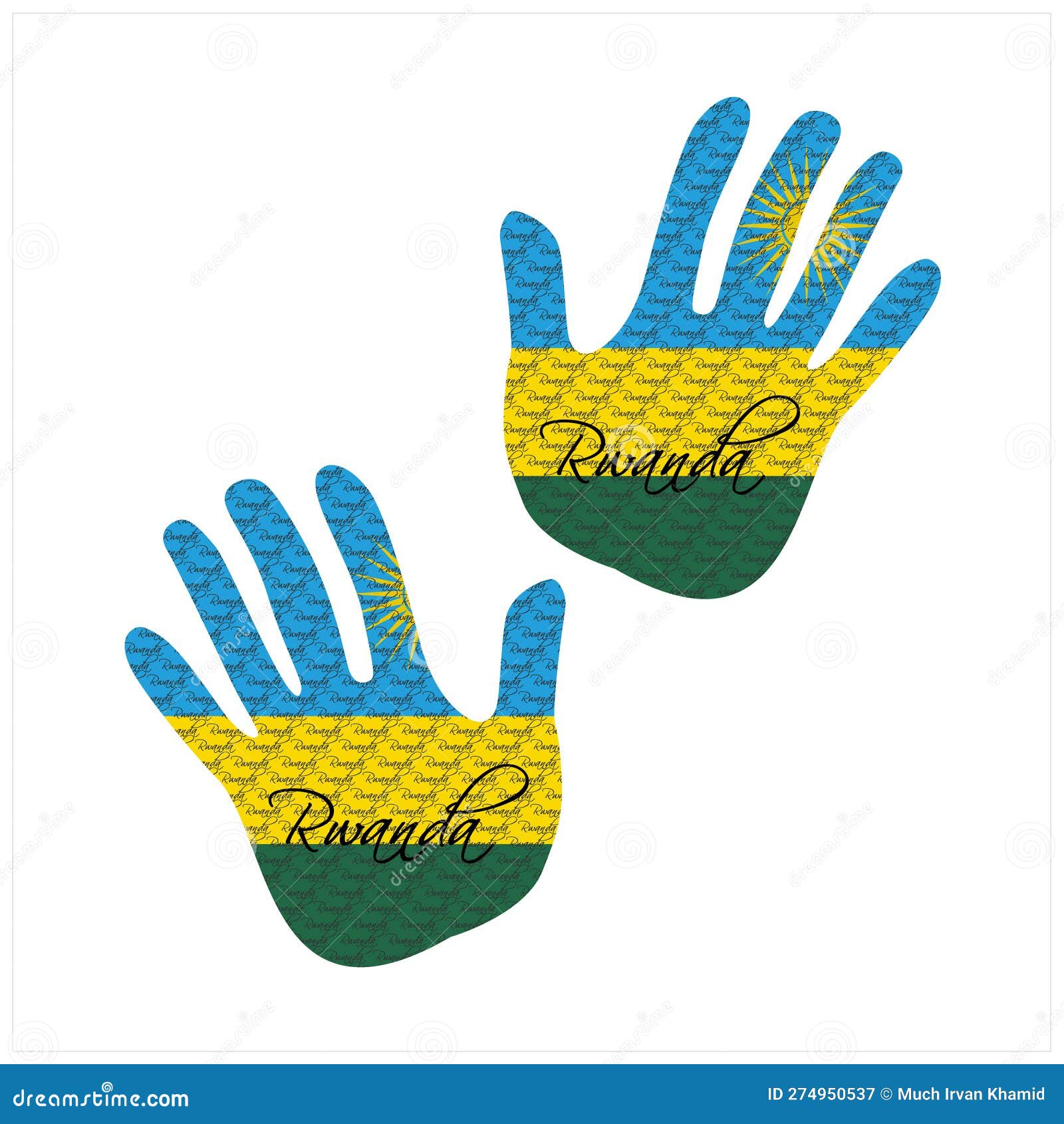 Rwanda flag hand vector stock vector. Illustration of ensign - 274950537