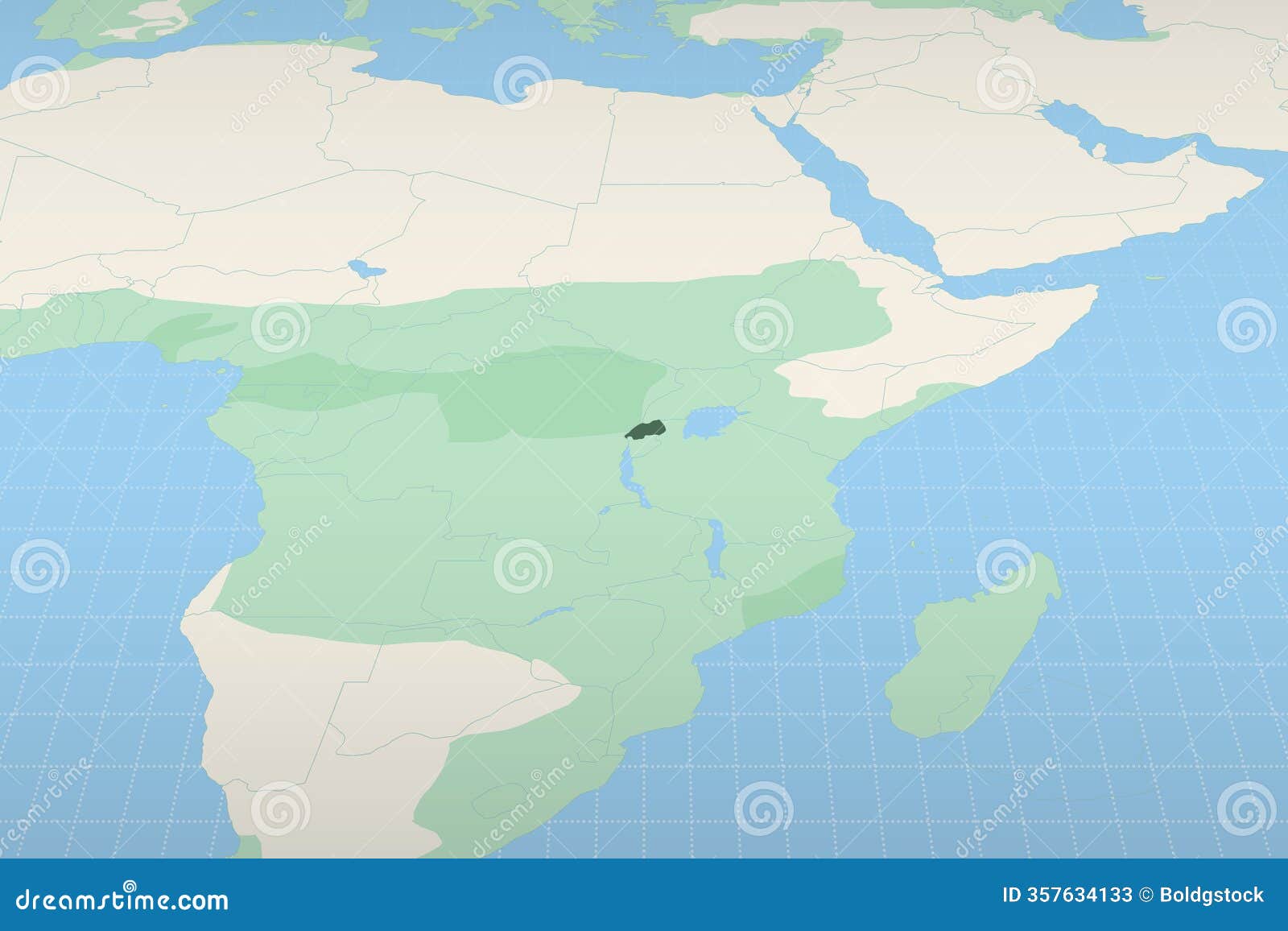 Rwanda Highlighted on a Detailed Map, Geographic Location of Rwanda ...
