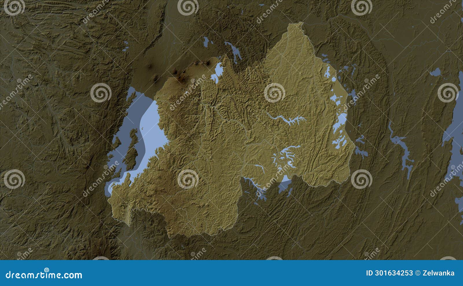 Rwanda highlighted. Pale stock illustration. Illustration of contour ...
