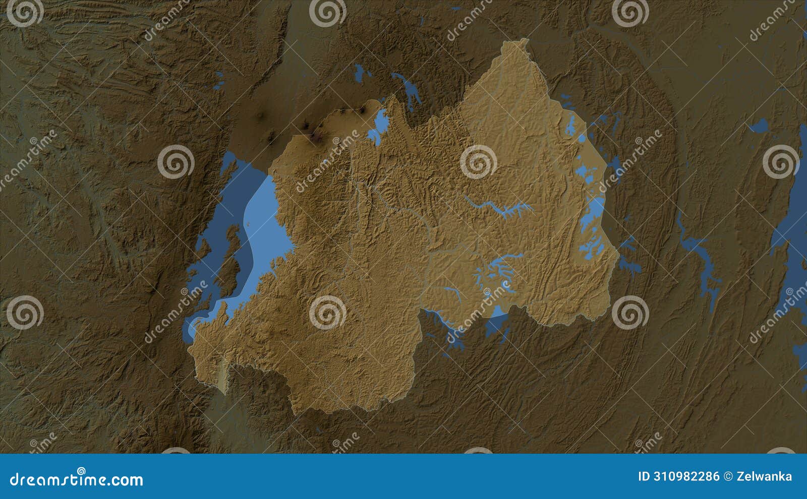 Rwanda Highlighted. Physical Stock Illustration - Illustration of earth ...